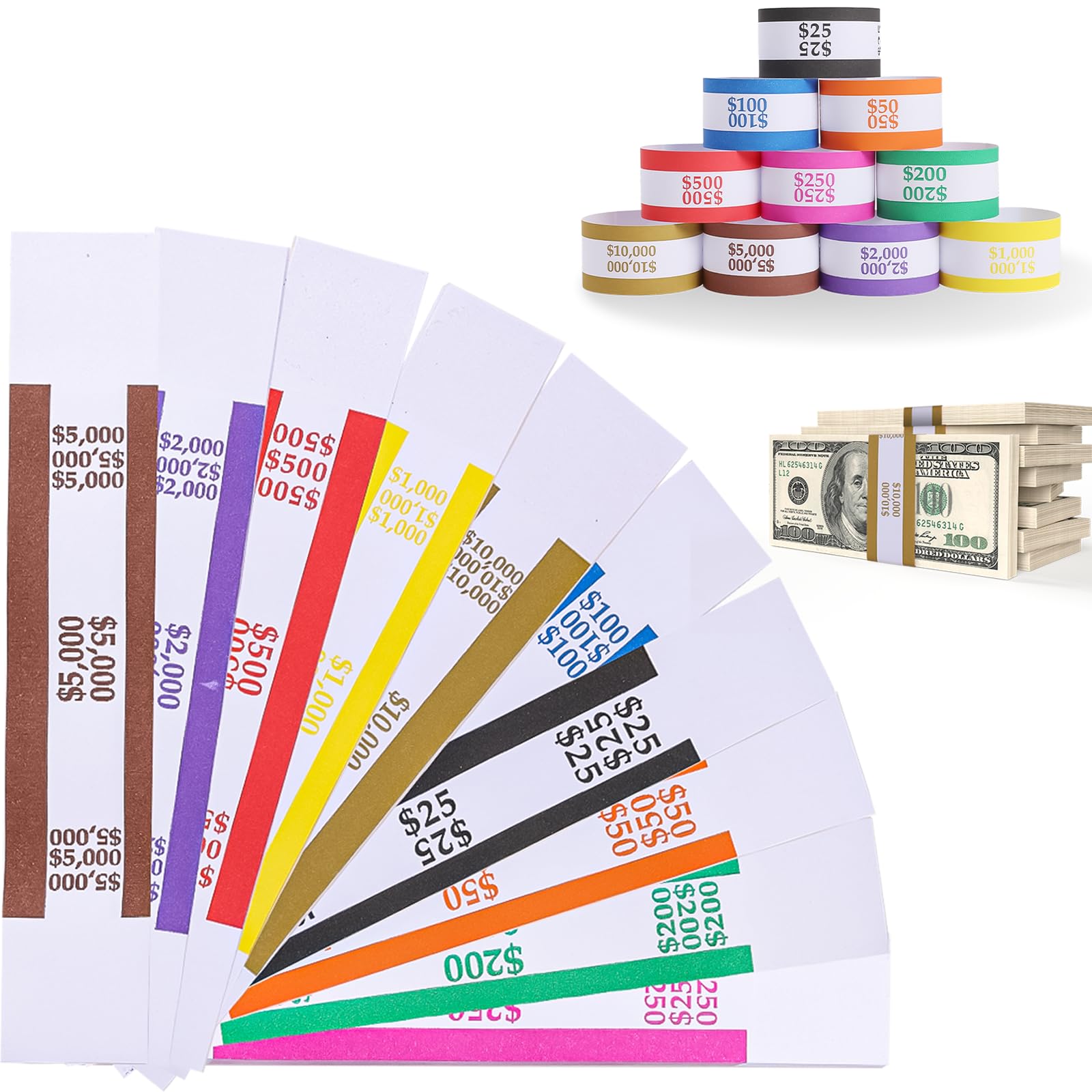 Amazon.com : XKDOUS 500 Pcs Assorted Money Bands for Cash - Self ...