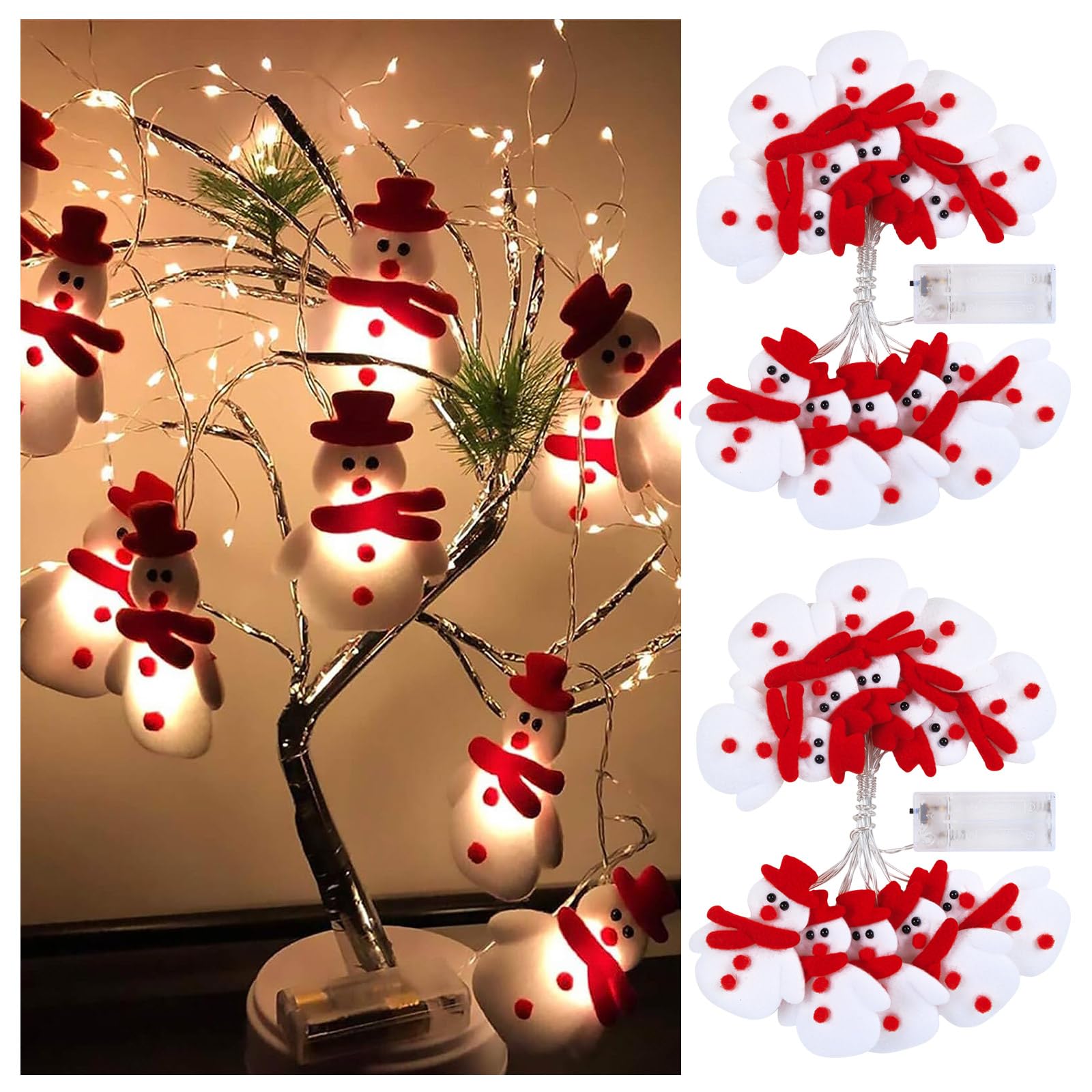 Amazon.com: ZAUGONTW Christmas Snowman String Lights - 20 LEDs 10.8ft ...