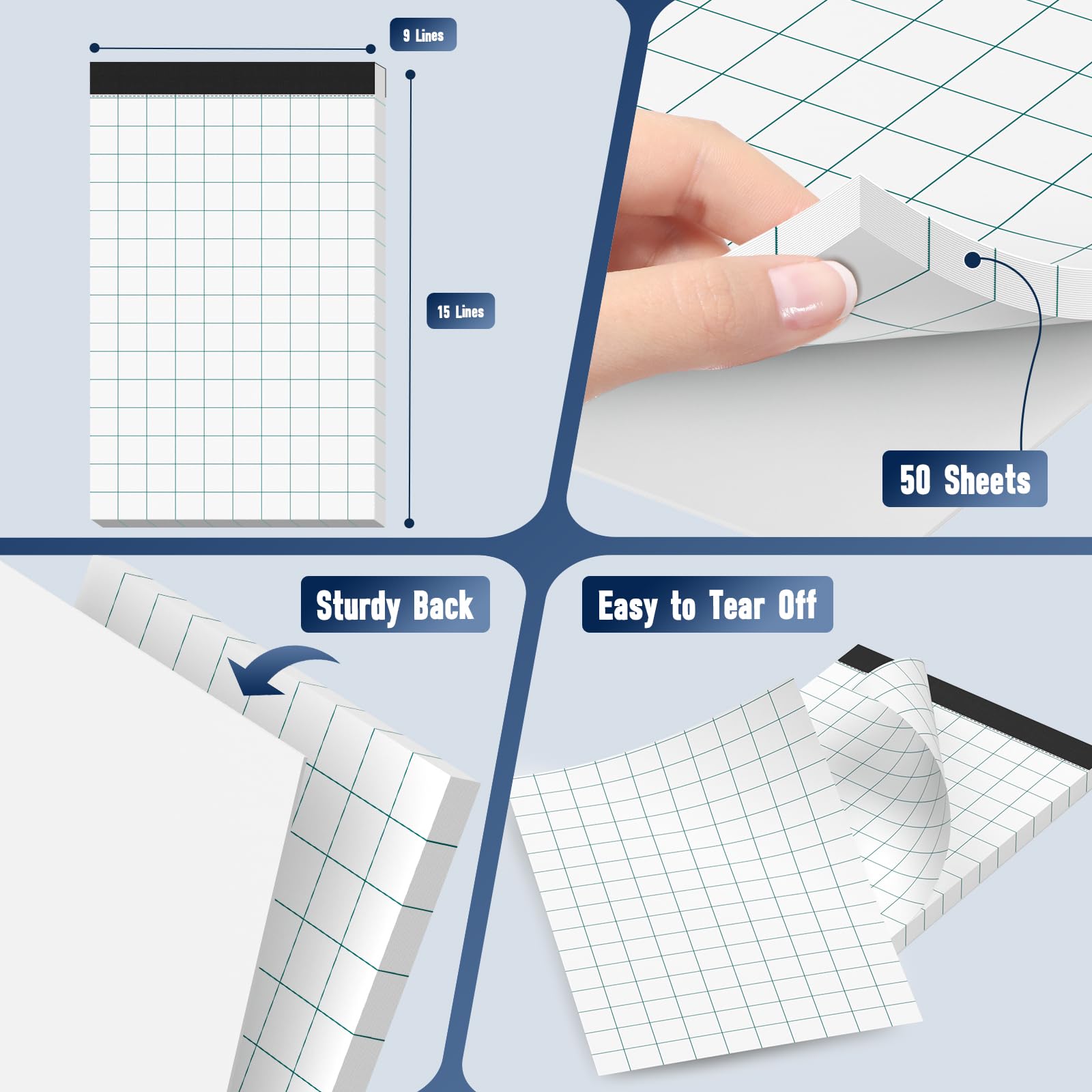 Snapklik.com : Graph Paper Pads 4 Pack Grid Paper Pad 5x8 White Note ...