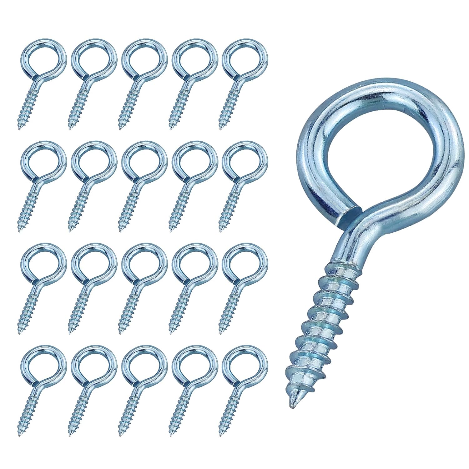 20 PCS Eyelet Hooks - 30mm Self Tapping Screw with Ring, Galvanized ...