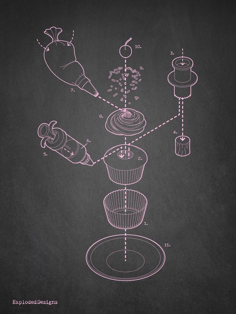 Amazon.com: Exploded Cupcake Poster Print (Framed Enhanced Matte Paper ...