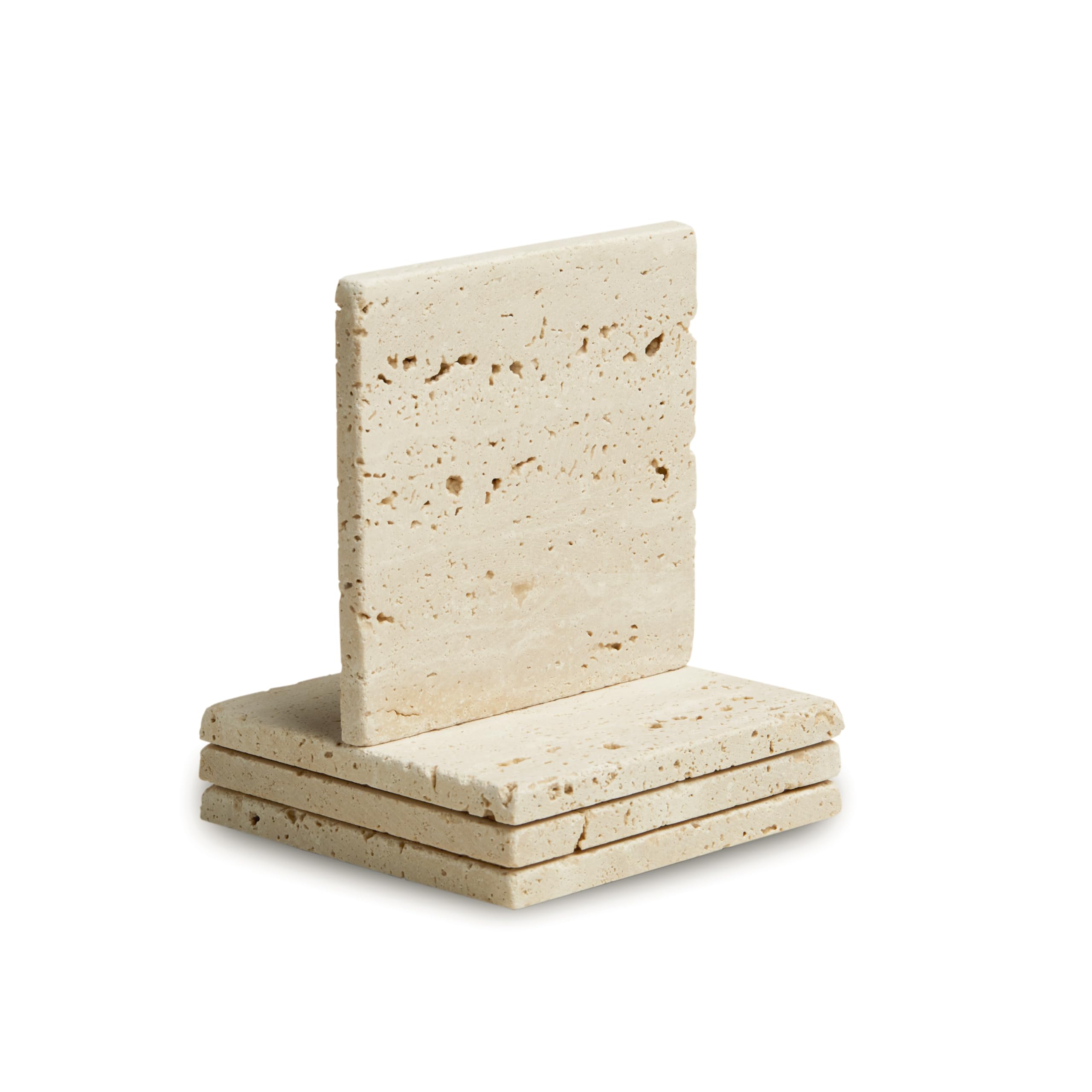 Amazon.com: PHINILUX Marble Coasters – Set of 4 –Beige Travertine Bar ...