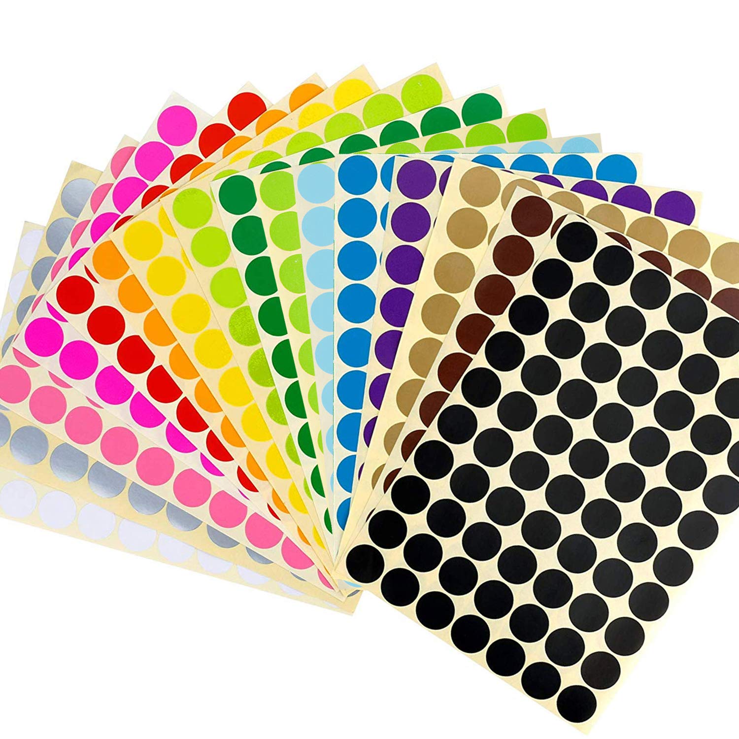JANYUN 2240 Pcs 3/4" Round Coding Circle Sticky Dot Labels Stickers, 16 ...