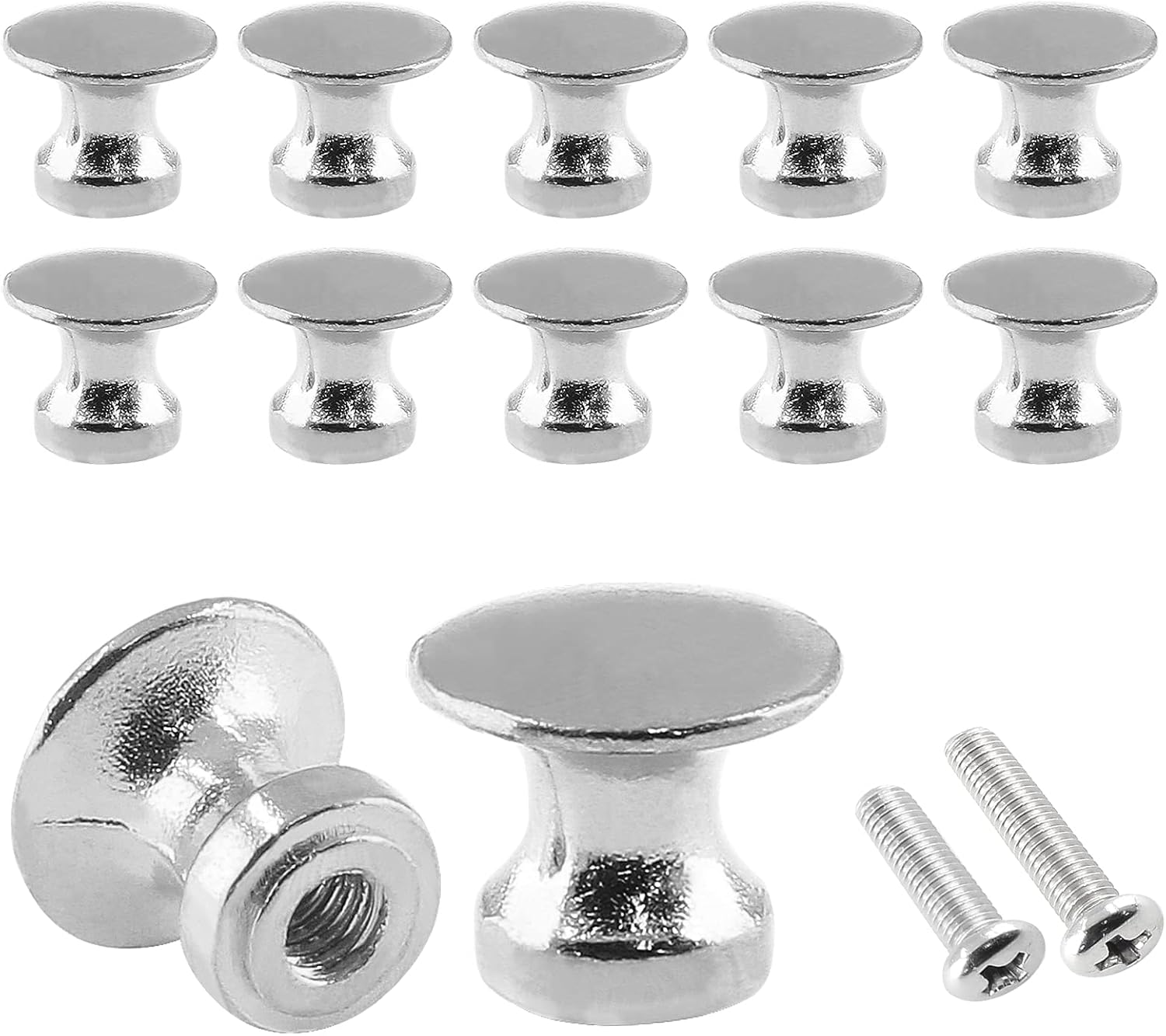 Uenhoy 12 Pcs Mini Cabinet Knobs 1/2 Inch Dia Silver Drawer Knobs ...
