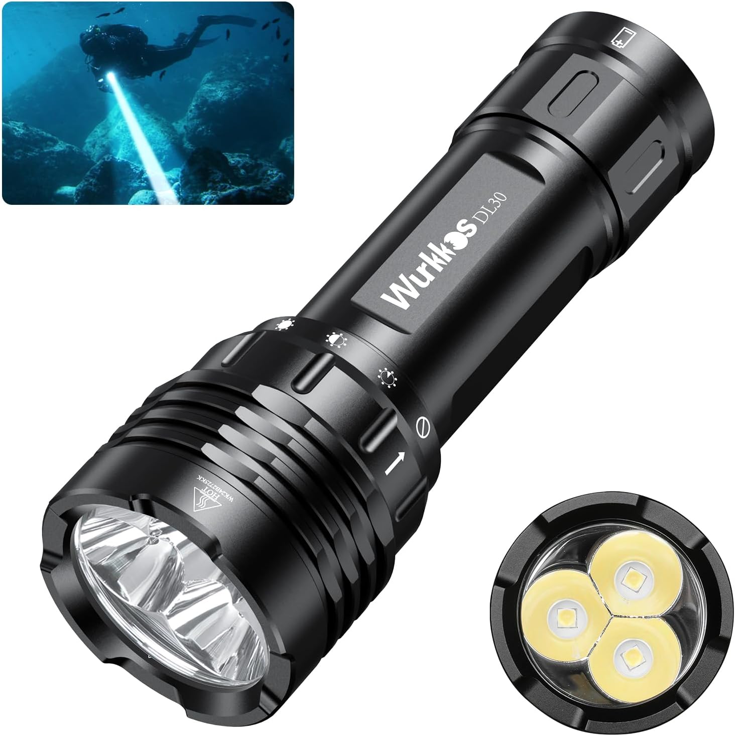Amazon.com: Wurkkos DL30 Dive Light Scuba Diving - Dive Flashlight ...