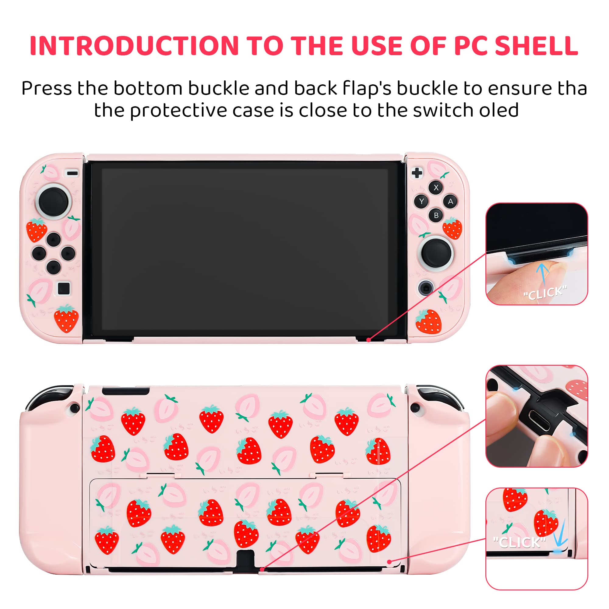 FANPL Cute Carrying Case for Nintendo Switch OLED 2021, Pink Protective ...