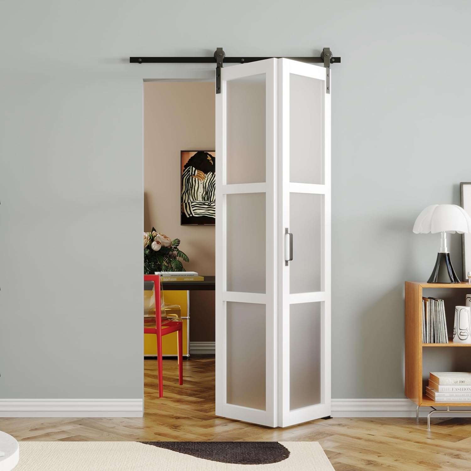 Amazon.com: SOLRIG Bifold Barn Door 36"（18" x2） x 84", 3 Lites Tempered ...