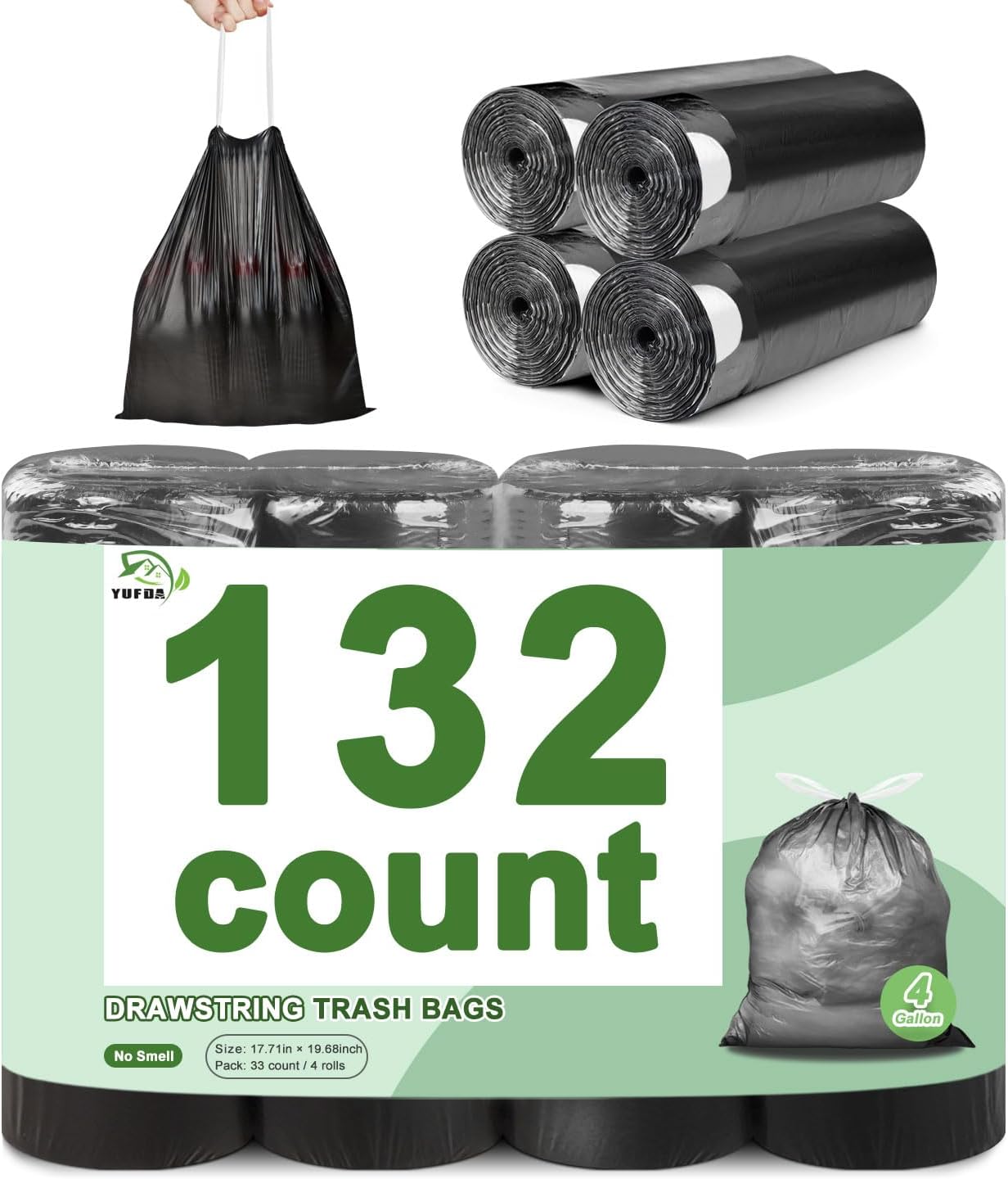 Amazon.com: 4 Gallon Small Trash Bags 156pcs Tearing-Free Drawstring ...