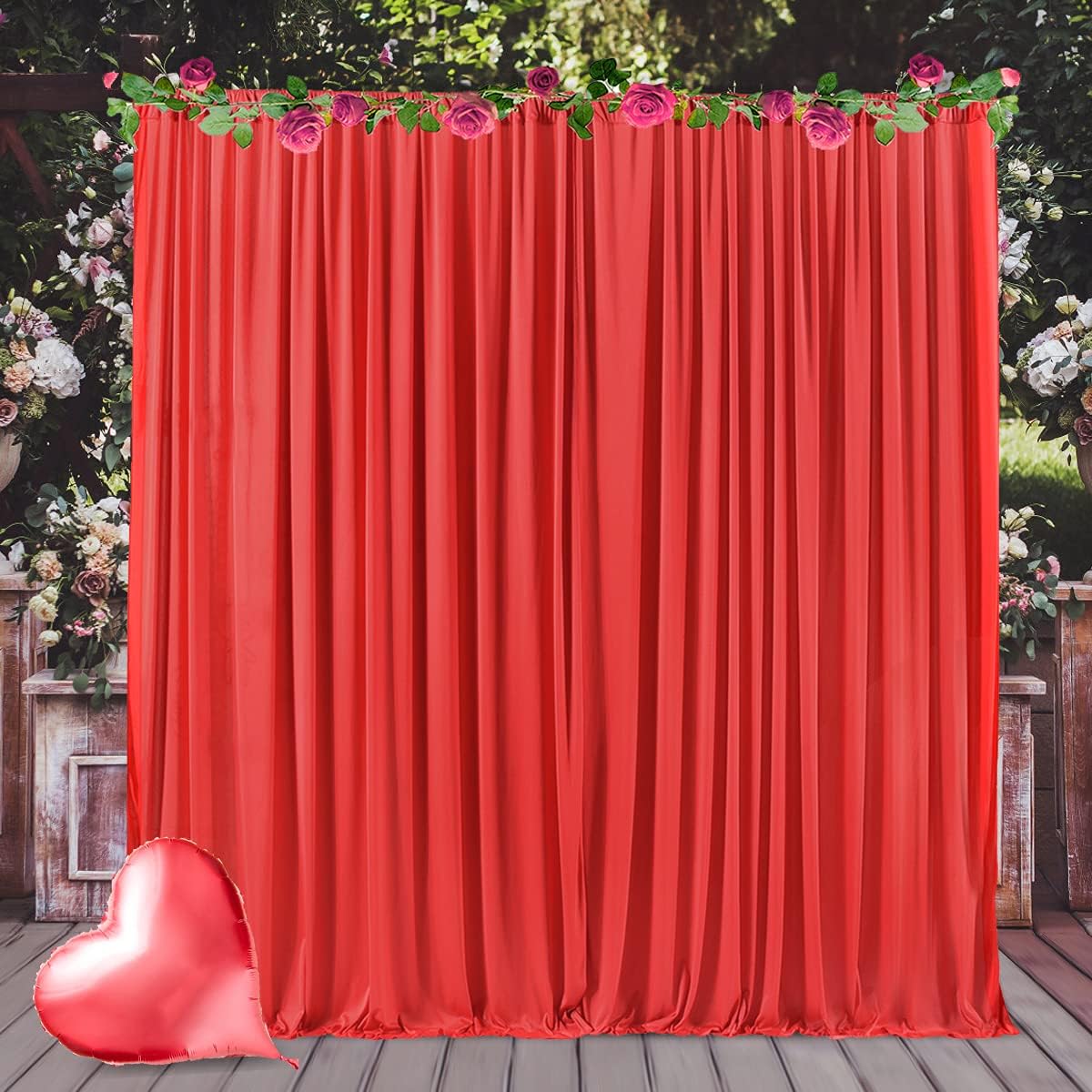 Amazon.com : 10ft x 10ft Red Backdrop Curtain for Parties Red Wrinkle ...