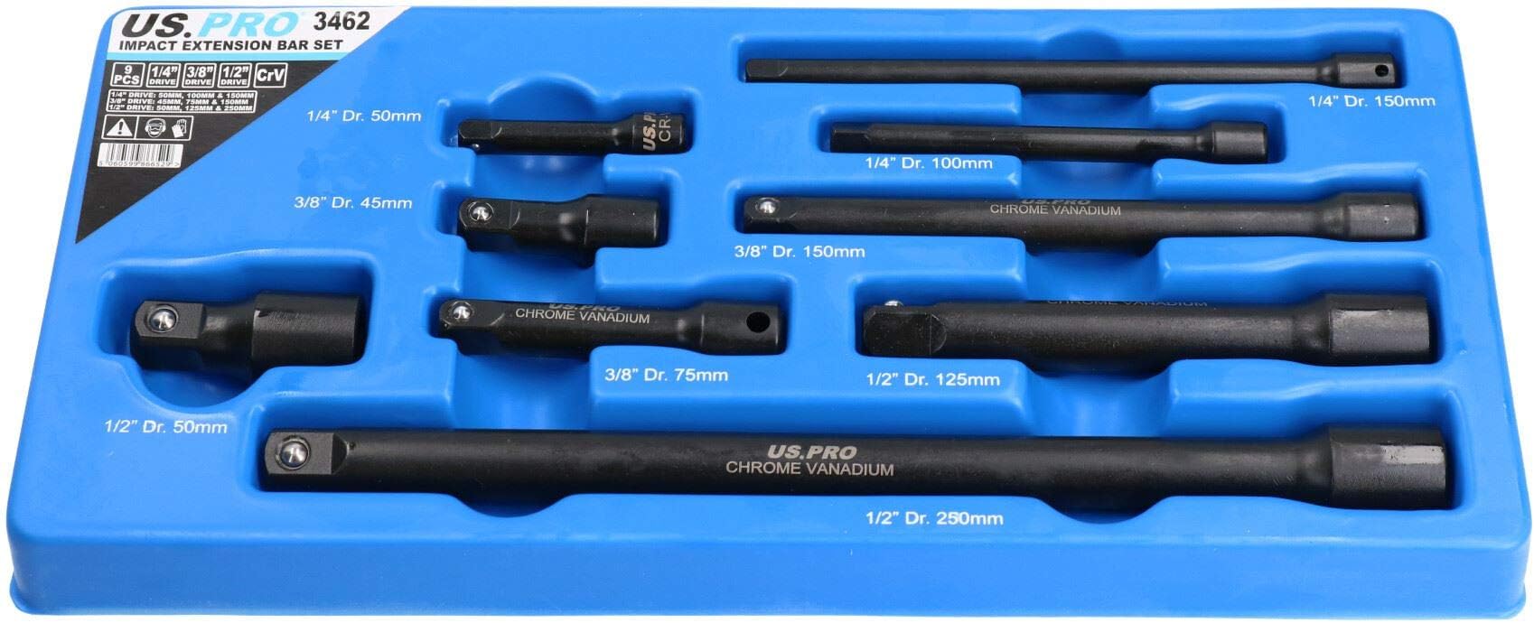 Sealey S0720 Extension Bar Set, 1/2" Square Drive, Silver, 3 Pieces ...