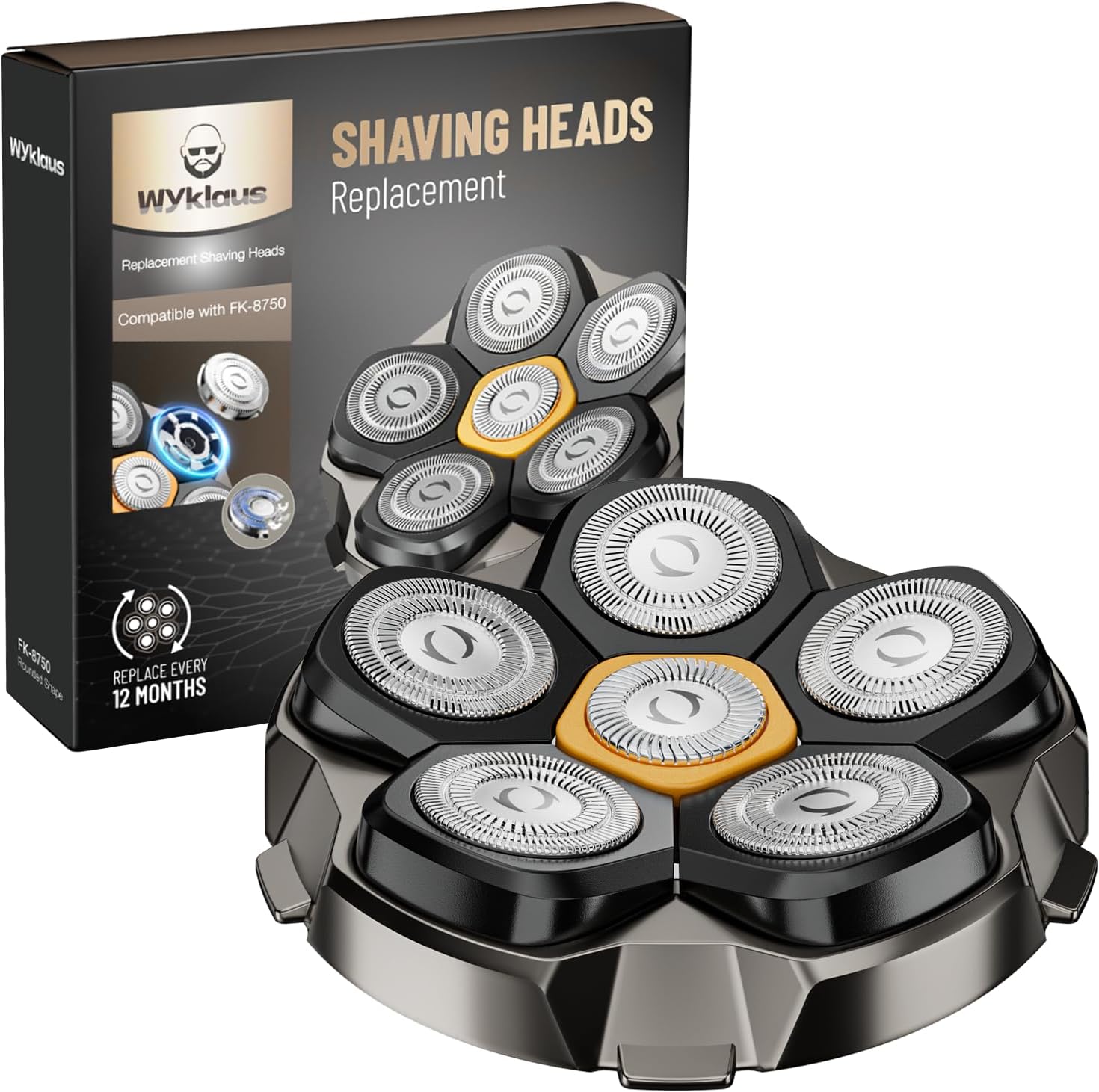 Amazon.com: 2 Pcs 6 Blade Magnetic Replacement Shaving Head, Washable ...