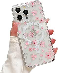 Amazon.com: QLTYPRI Magnetic for iPhone 16 Pro Case Compatible with Magsafe, Cute Floral Flower ...