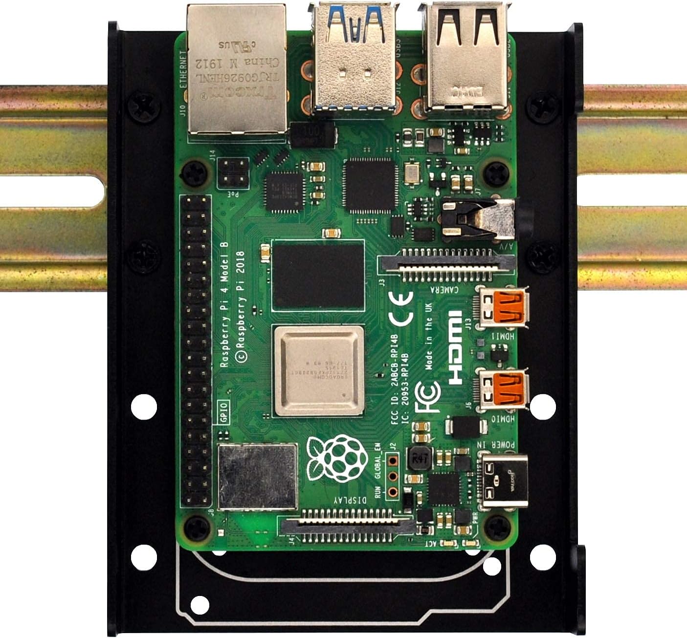 DIN Rail Mount Bracket for Raspberry Pi 1A+ 1B+ 2B 3B 3B+ 4B Zero ...