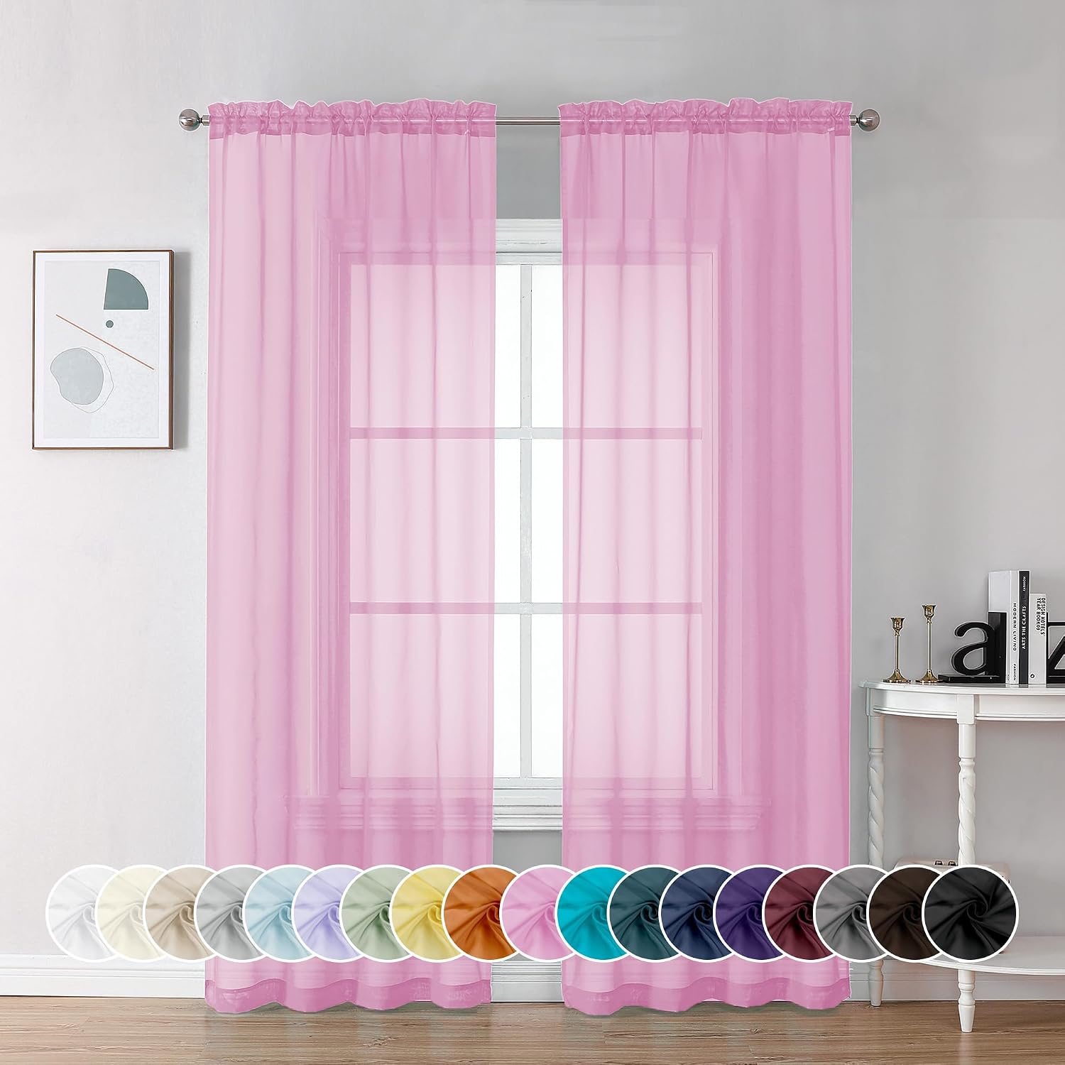Amazon.com: Chyhomenyc Light Pink Sheer Curtains 84 Inch Length 2 ...