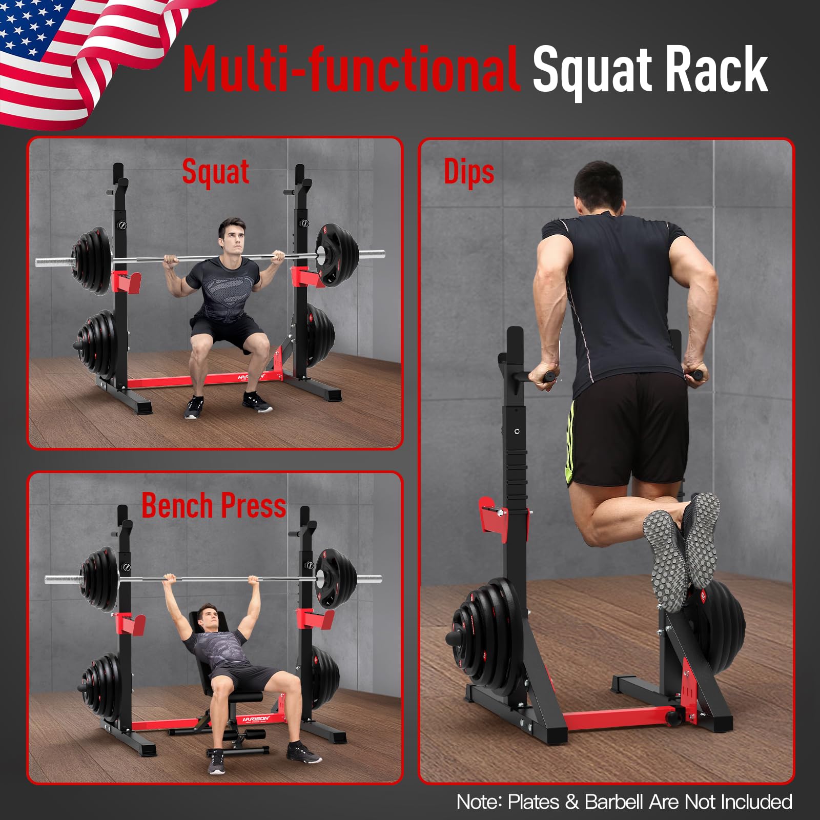 Snapklik.com : HARISON Heavy Duty Squat Rack For Home Gym
