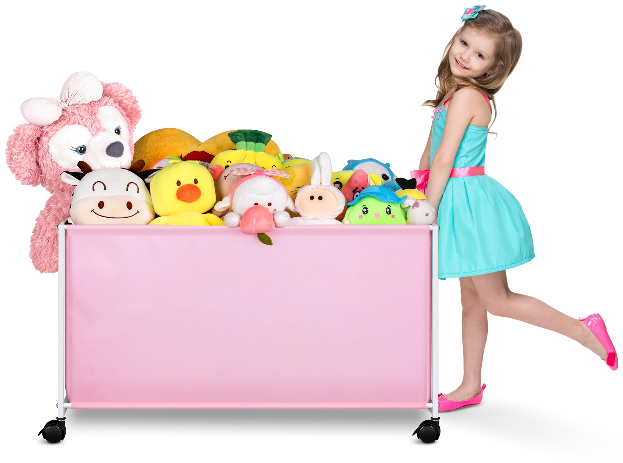 Amazon.com: MISSLO Large Kids Toy Box for Girls with Wheels Toy Chest ...