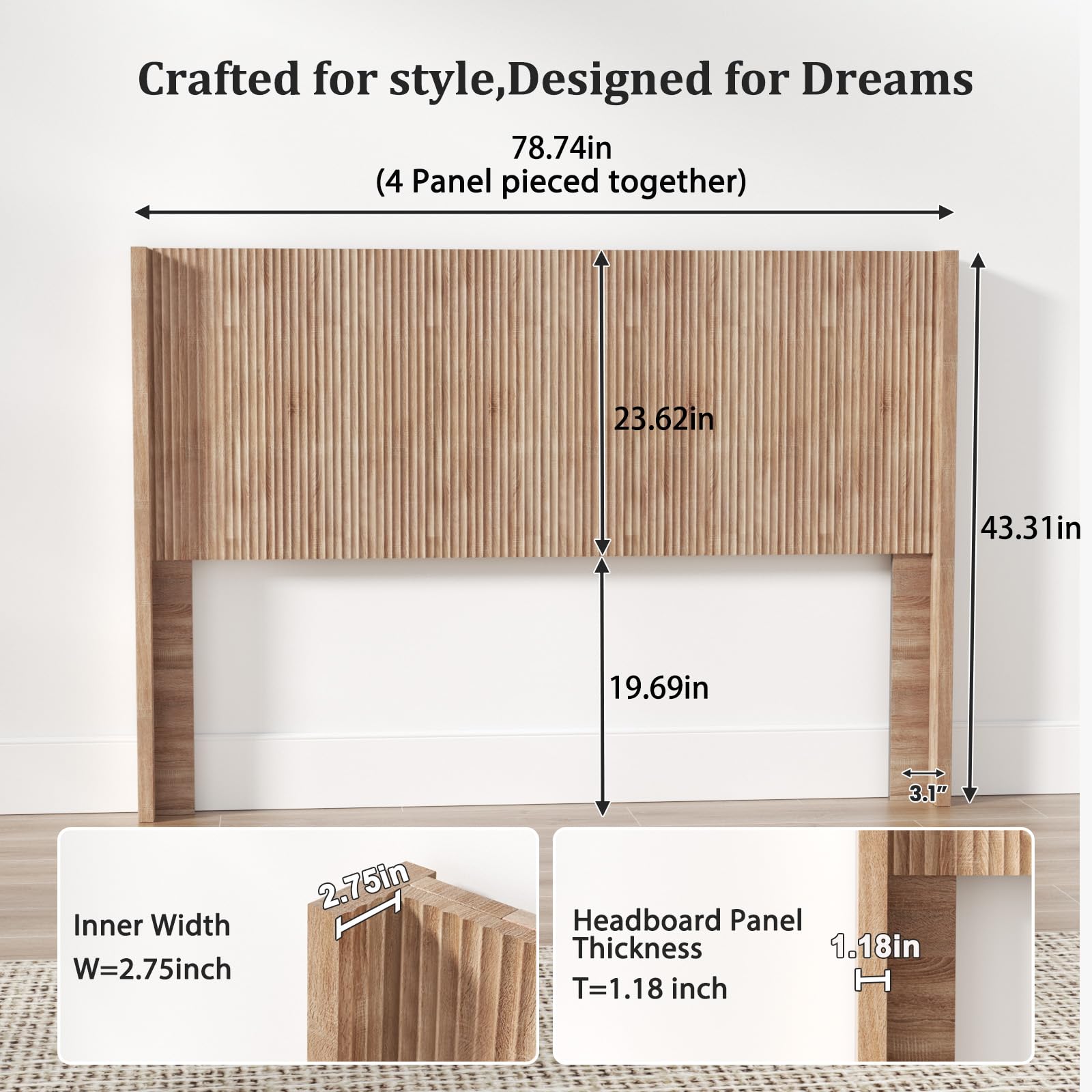 Snapklik.com : SEPTBOT King Size Fluted Headboard ONLY - Wall Mount ...
