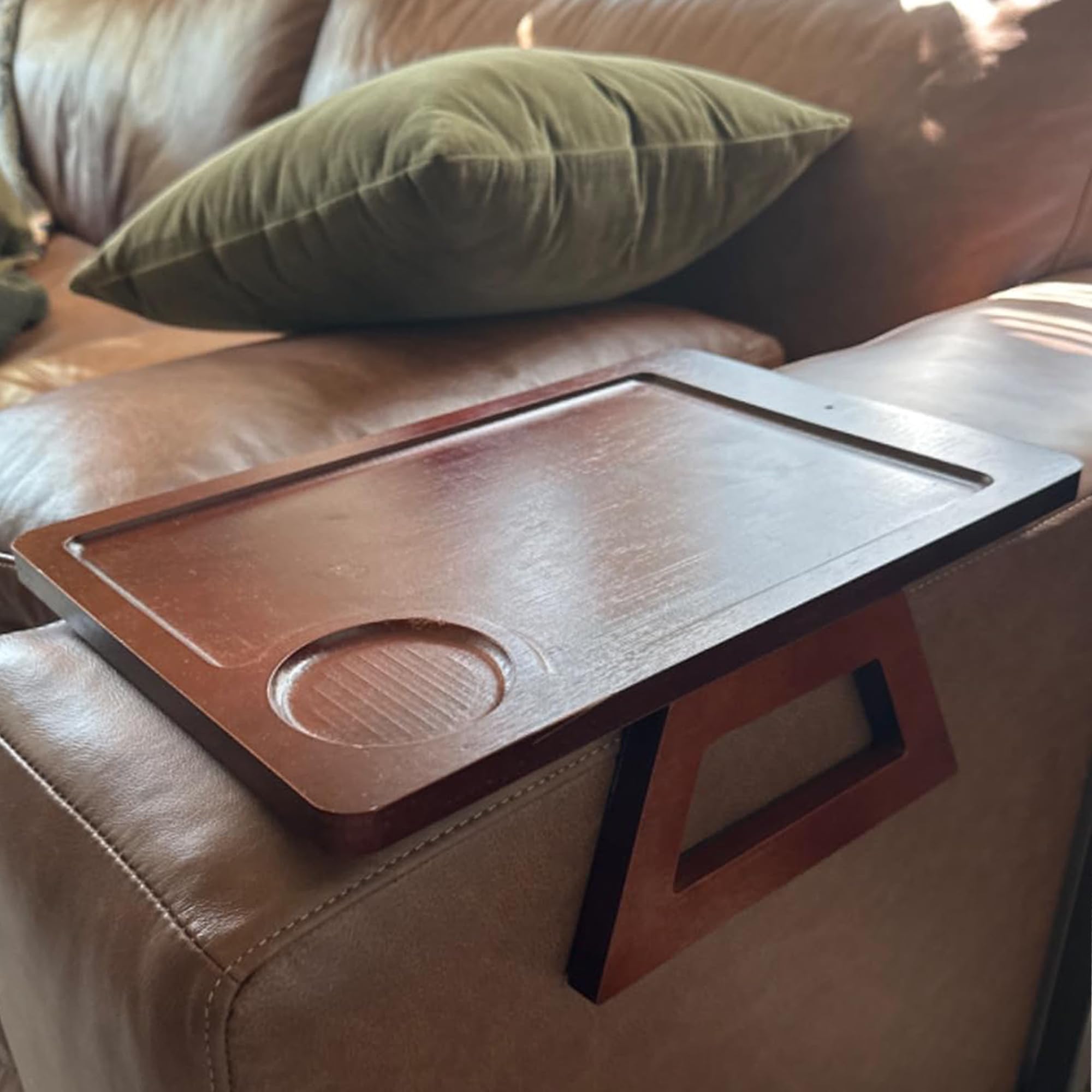 Amazon.com: Danfoxer Acacia Wood Couch Arm Tray,Folding Sofa Armrest ...