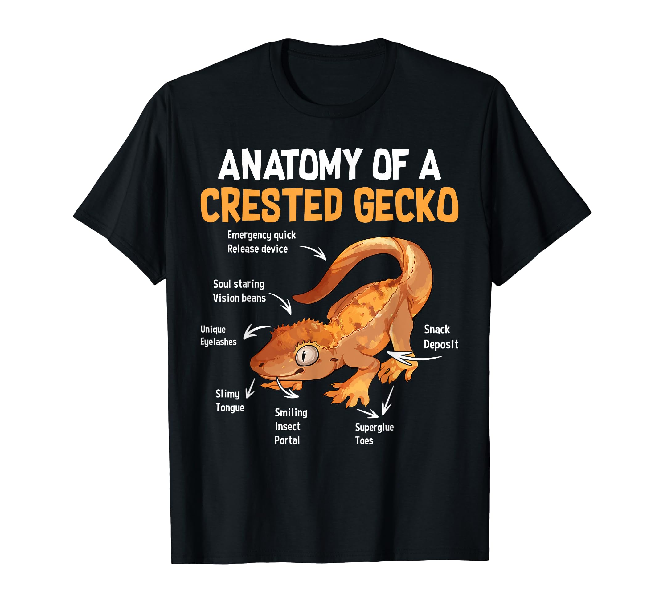 Amazon.com: Anatomy Of Crested Gecko Tiny Leopard Gecko T-Shirt ...