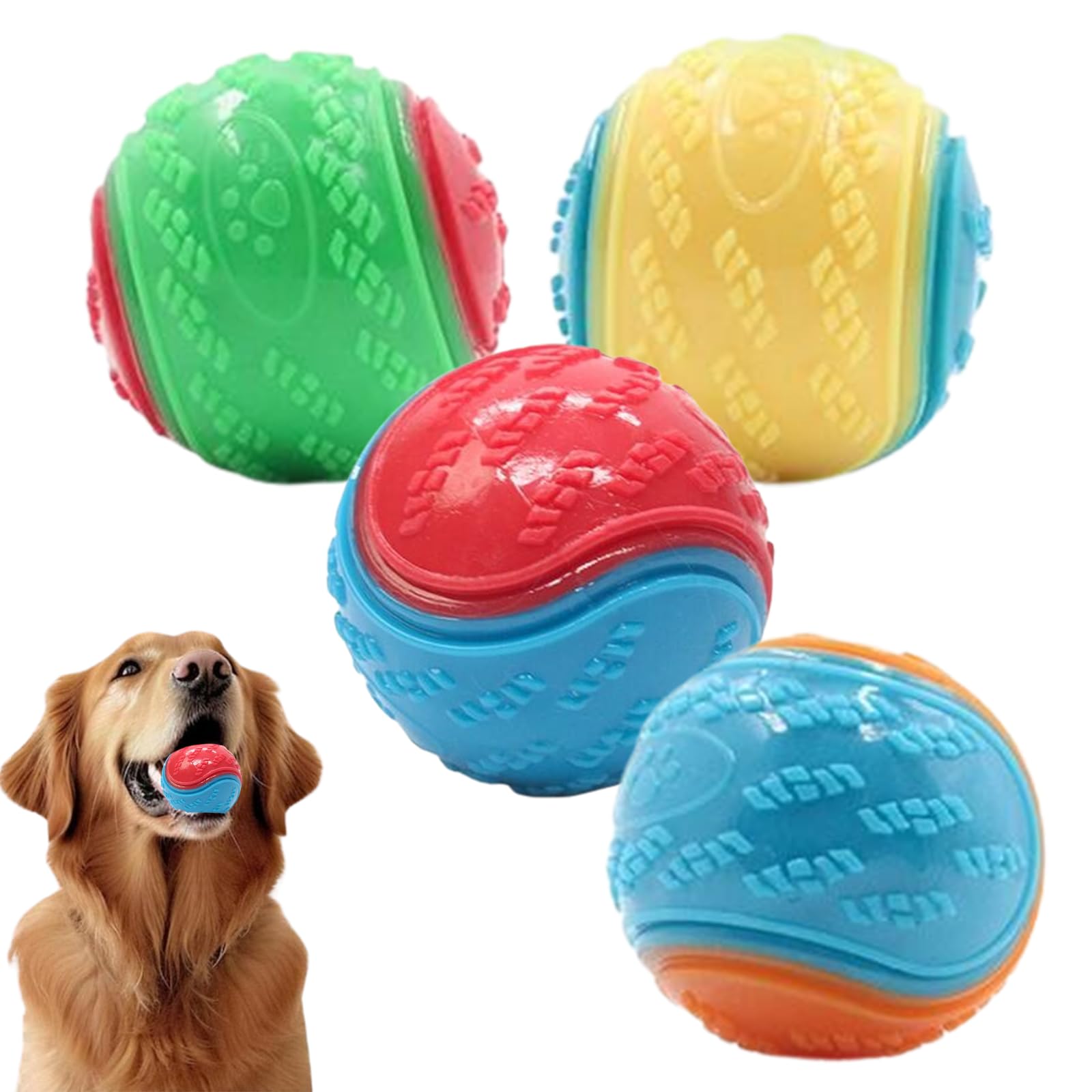 Irunfast 4Pcs Squeaky Dog Ball, Dog Balls Indestructible Dog Ball Dog ...