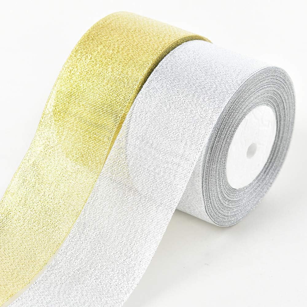 G2PLUS Gold Organza Gift Wrap Ribbon, 40mm Sparkly Decorative Christmas ...