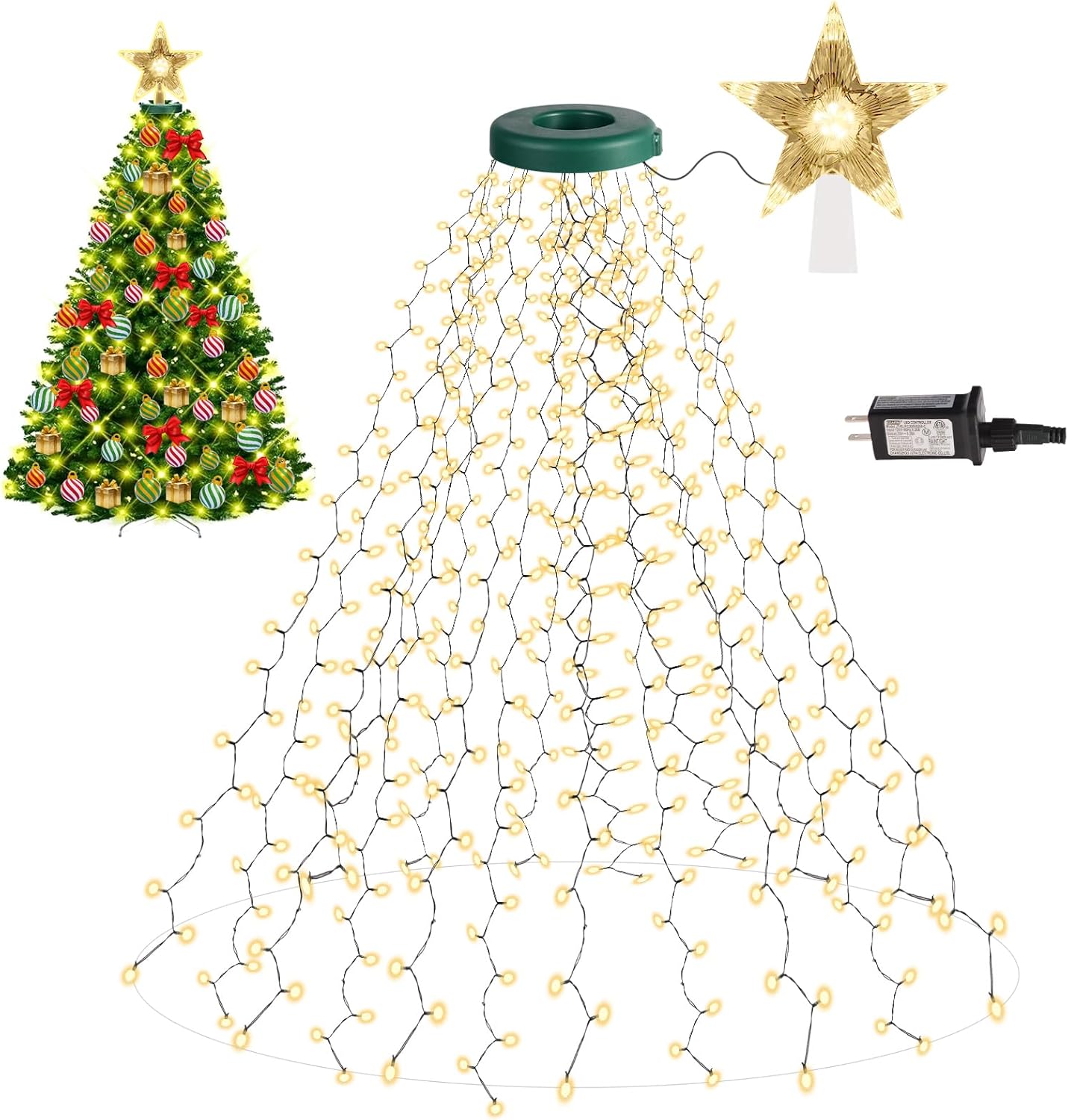 Waterfall Christmas Tree Lights, Christmas Tree Lights Indoor with ...