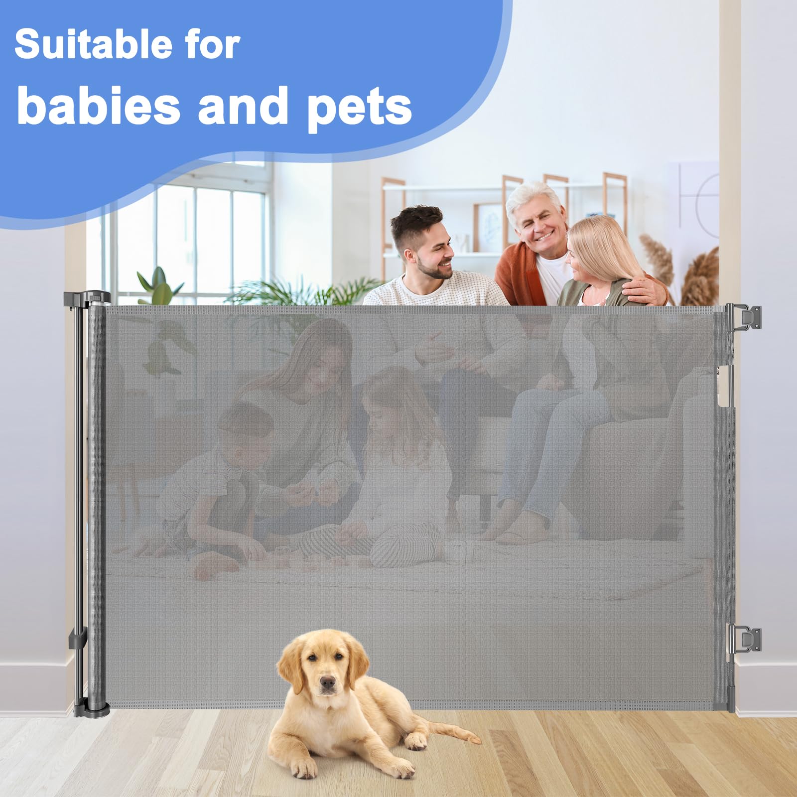 Snapklik.com : 42 Tall X 75 Wide Retractable Dog Gate Extra Tall Pet ...