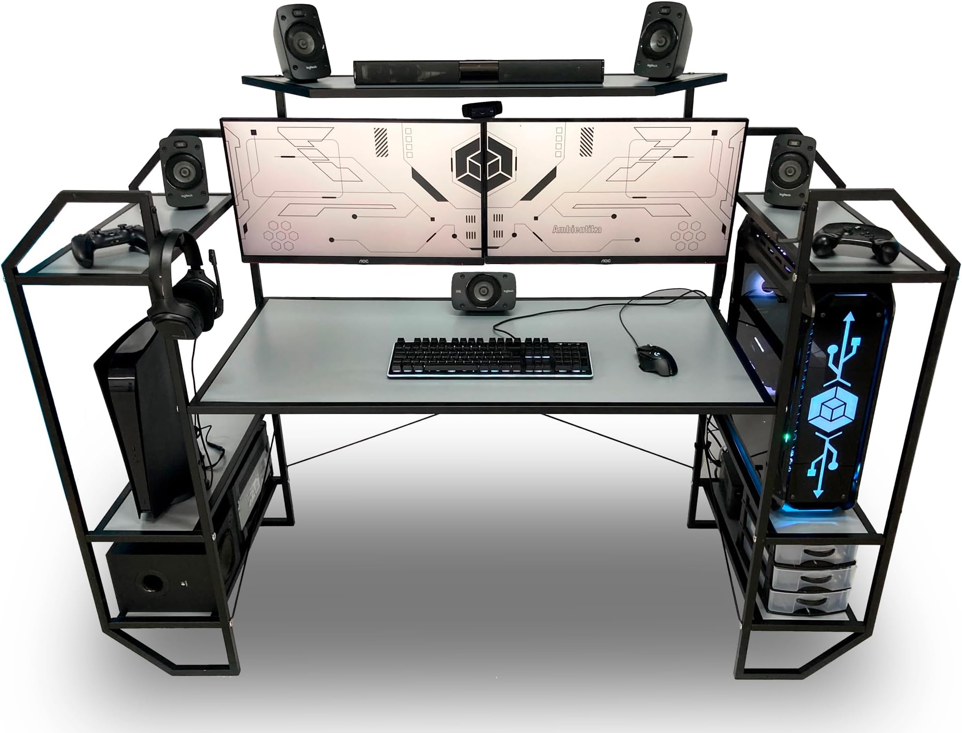 Ambientika Desk Top Modelo H Escritorio Gamer Moderno Para Pc