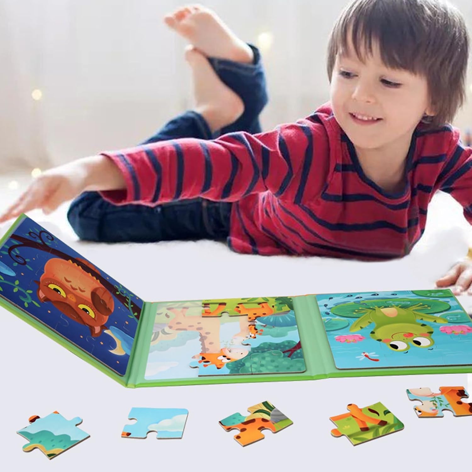 37-Piece Magnetic Puzzles for Children – Wooden Animal Magnetic Puzzles ...