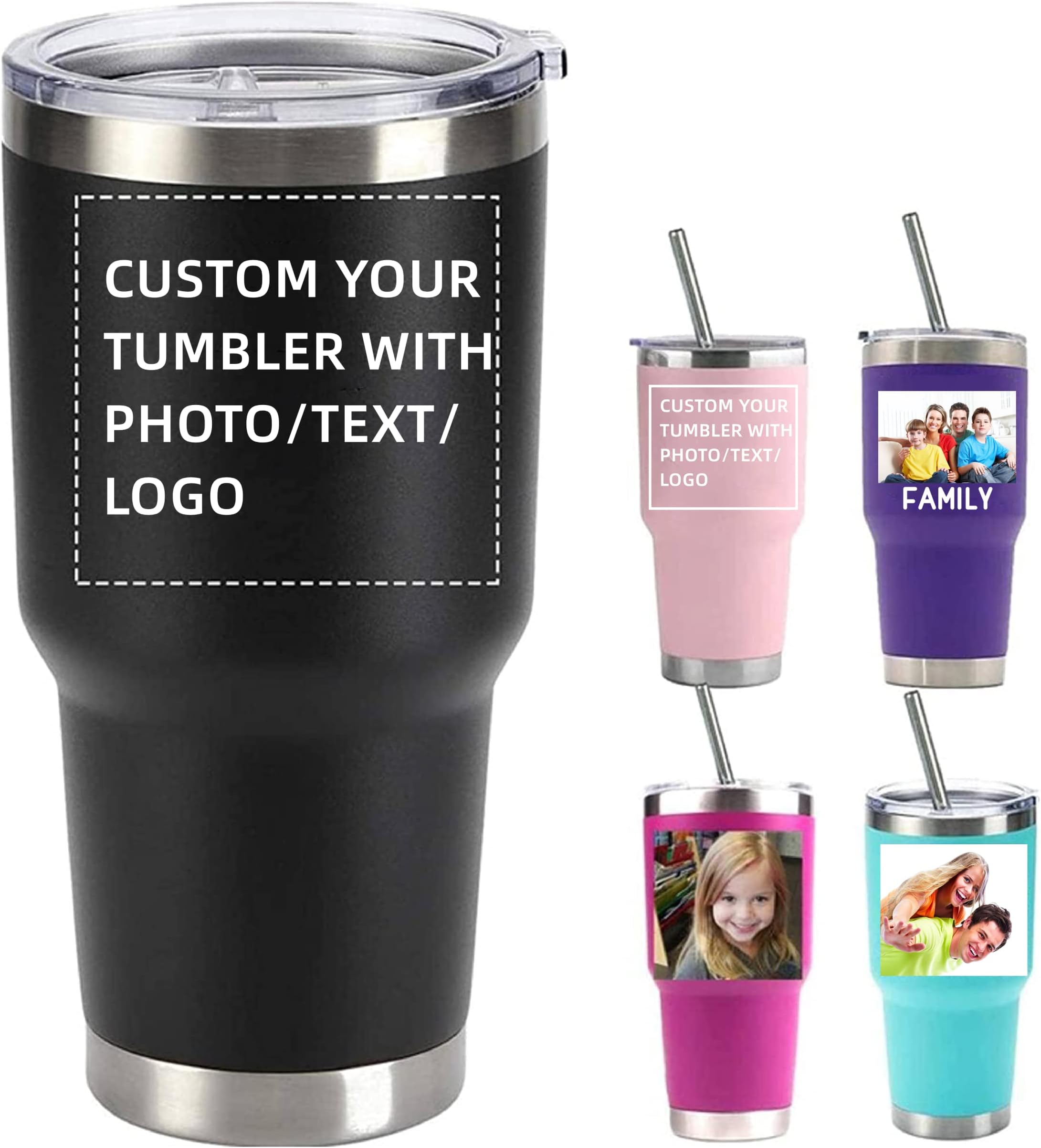 Amazon.com | Personalized Black Stainless Steel 30 oz. Tumbler – Anchor ...