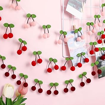 Amazon.com: Jexine 3 Pieces Cherry Garland Party Decorations Cherries ...