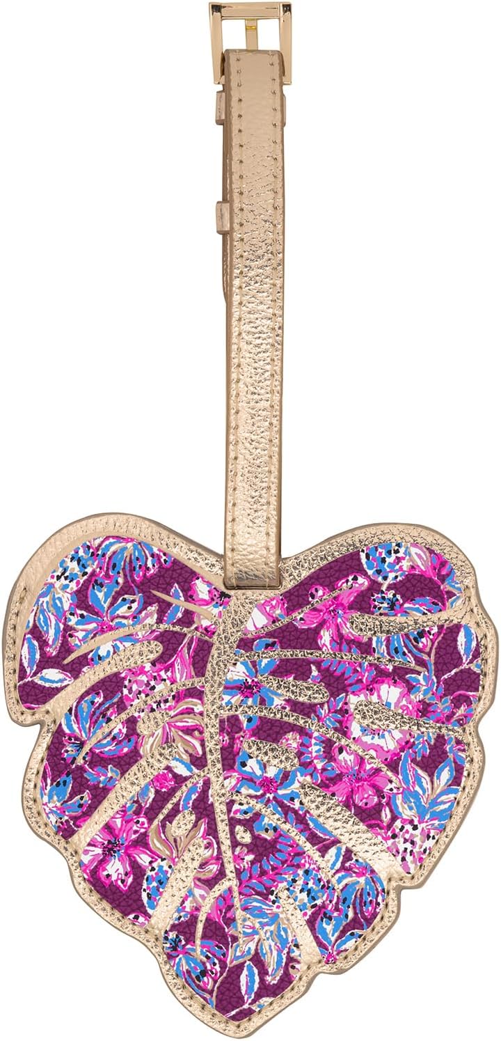 Amazon.com: Lilly Pulitzer Shaped Luggage Tag with Secure Strap, Durable Vegan Leather, Colorful ...