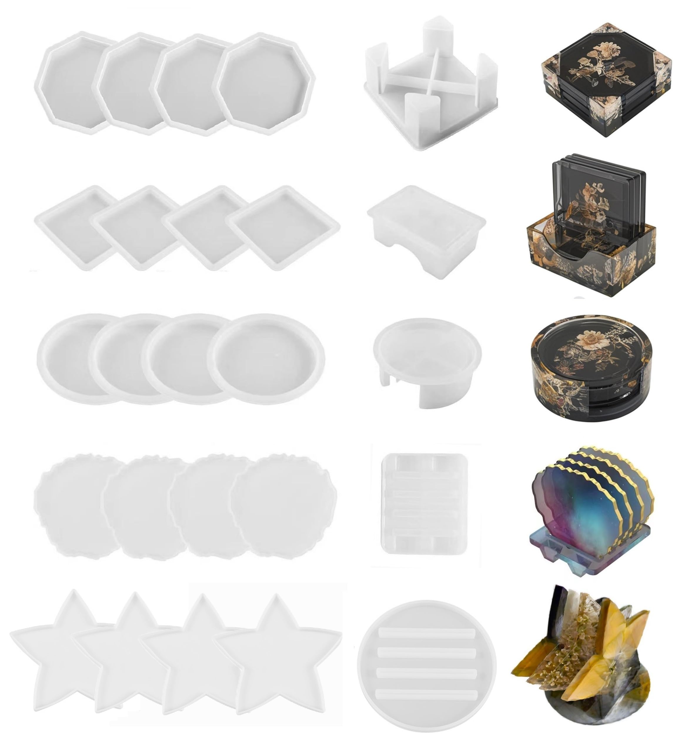 Amazon.com: Coaster Molds for Epoxy Resin, 25 PCS Silicone Coaster ...