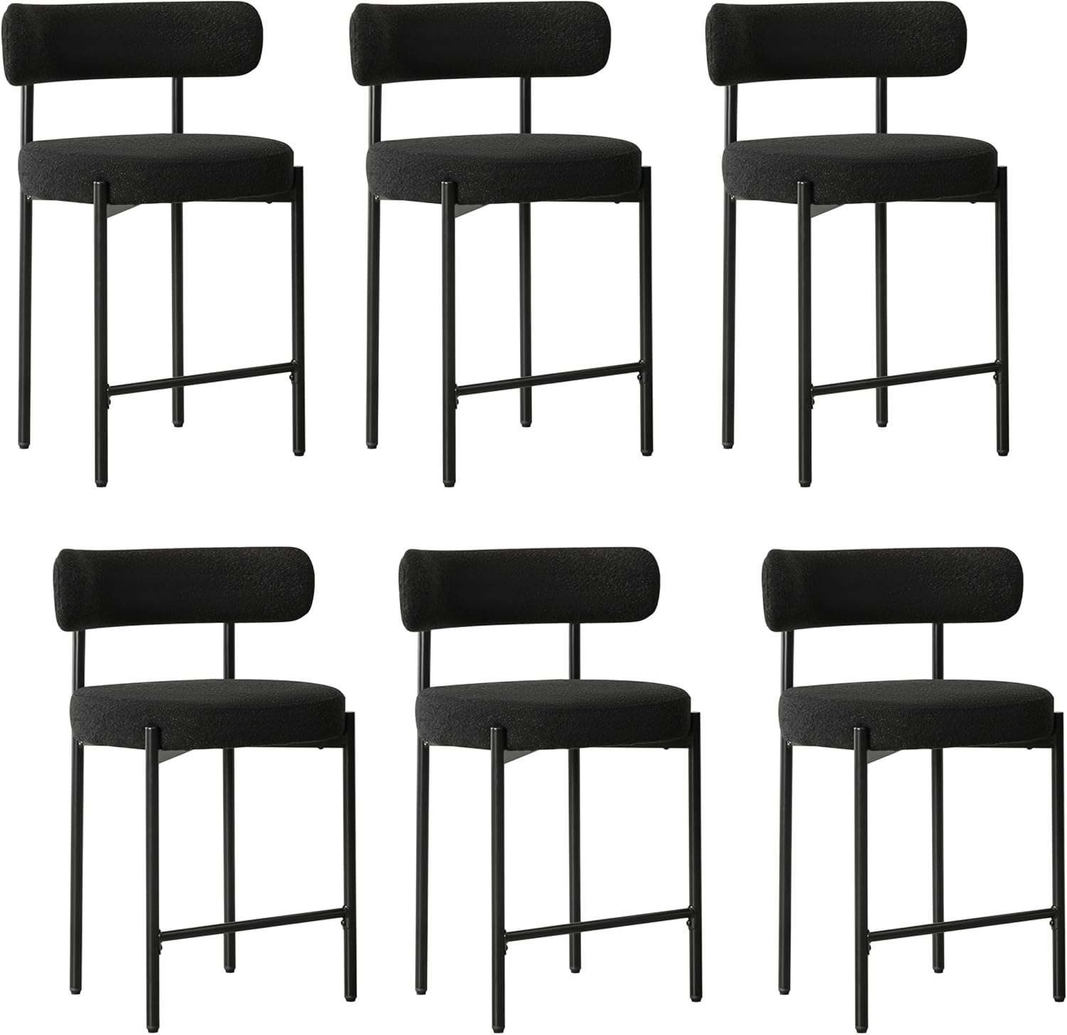 Amazon.com: Locus Bono 24'' Boucle Counter Stools Set of 6,Black Bar ...