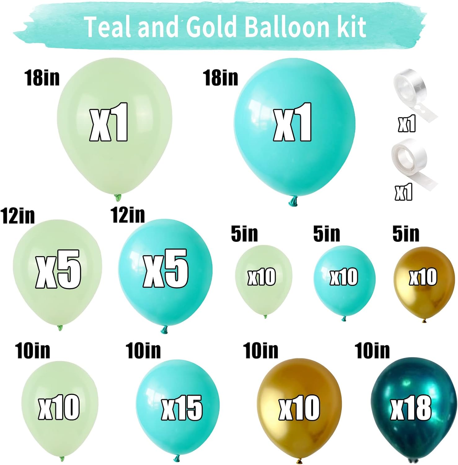 Kit de arco de globos de color azul turquesa, kit de guirnalda de ...