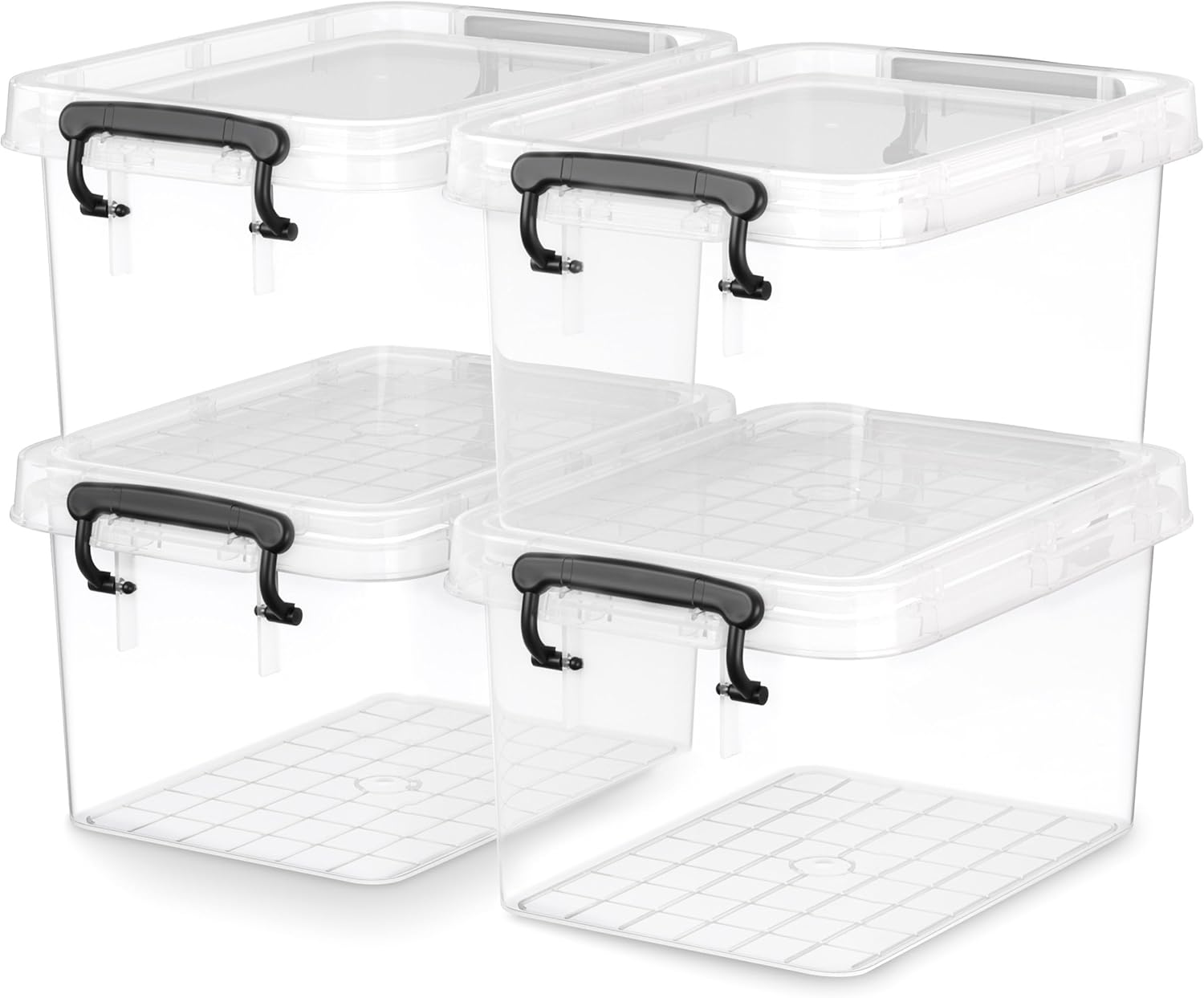 Amazon.com - Citylife 4 Packs 3.5 QT Small Storage Bins with Black ...