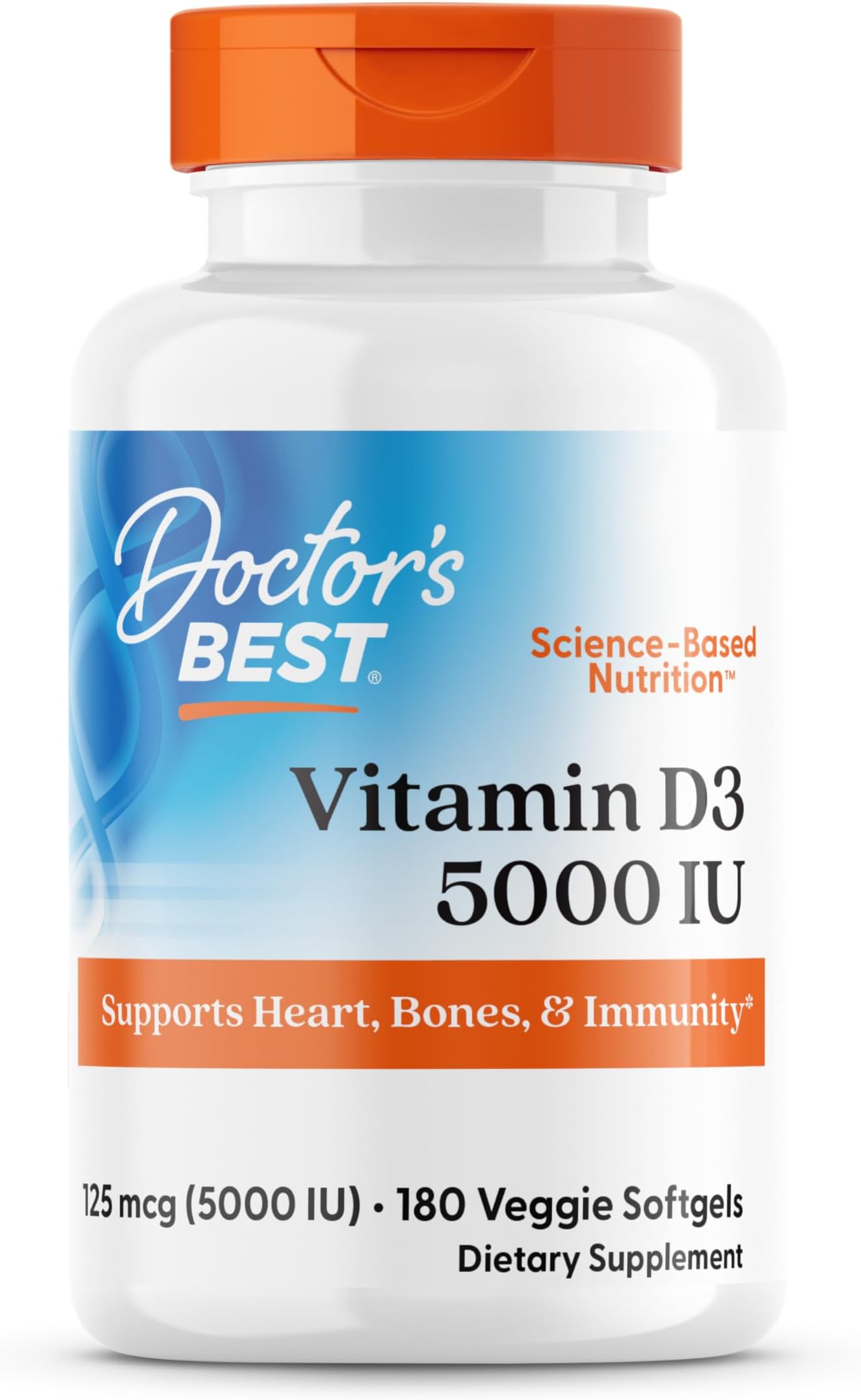 Amazon.com: Doctor's Best Vitamin D3 5000 IU, Supports Heart, Bones, & Immunity, Non-GMO, Gluten ...
