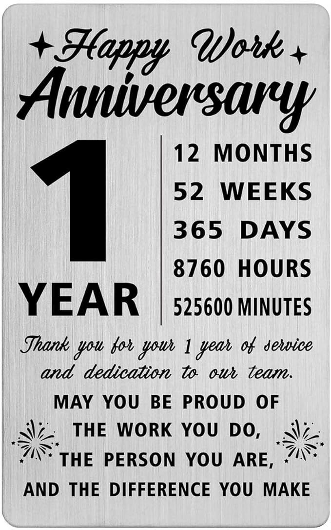Amazon.com : Richesele 1 Years Service Card - Thank You 1 Years Work ...