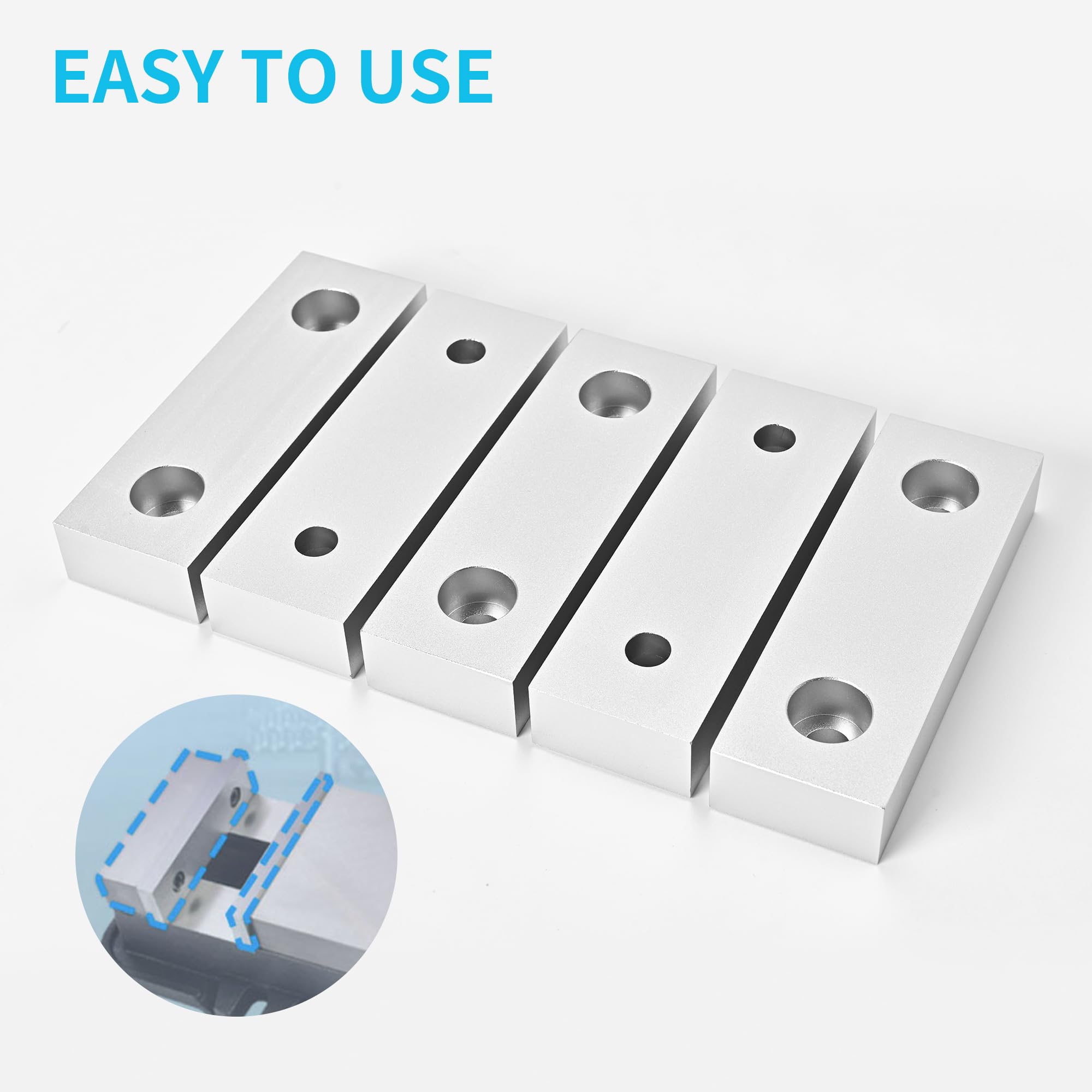 Snapklik.com : LTIENBST Silver Aluminum 5Pcs Soft Jaws Set