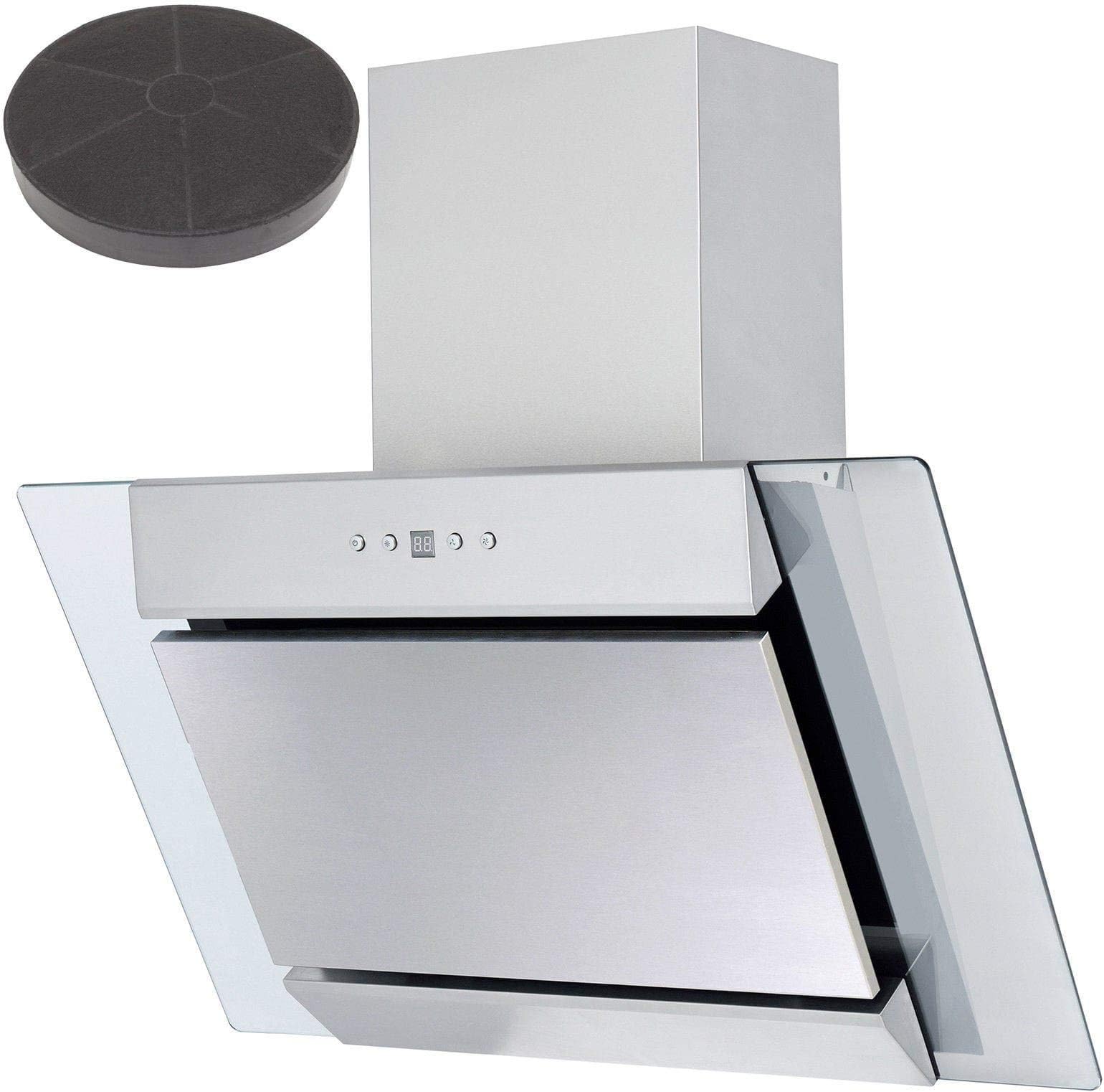 SIA AGL71SS 70cm Angled Stainless Steel And Glass Chimney Cooker Hood ...