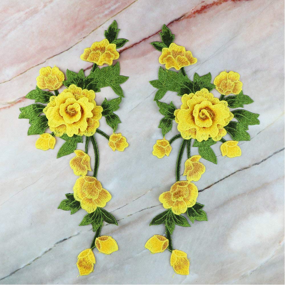 Amazon.com: Embroidery Cloth Stickers Peony Flowers Multi-Color Floral ...