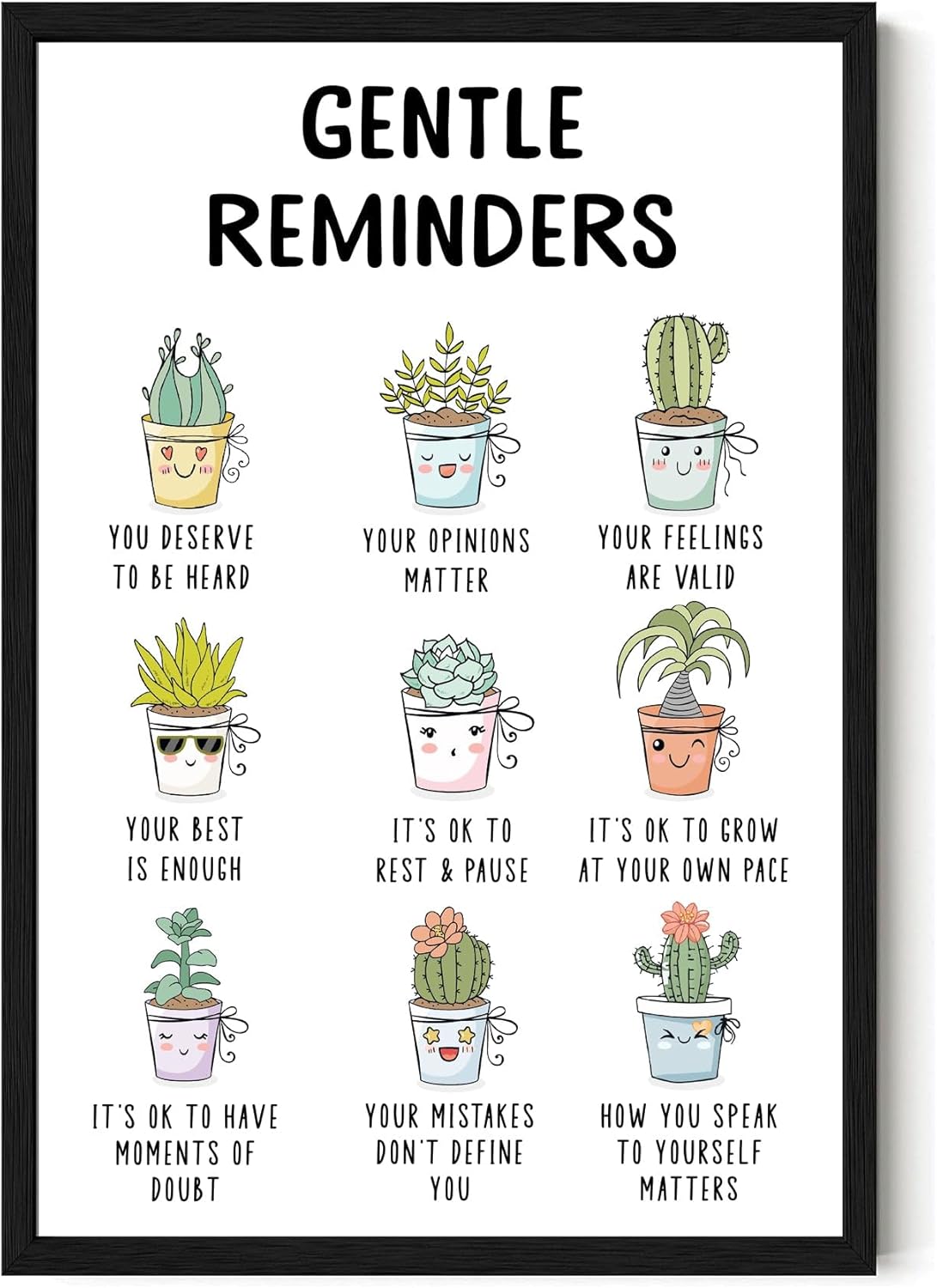 Amazon.com: Gentle Reminders Positive Affirmations Poster - Mental ...