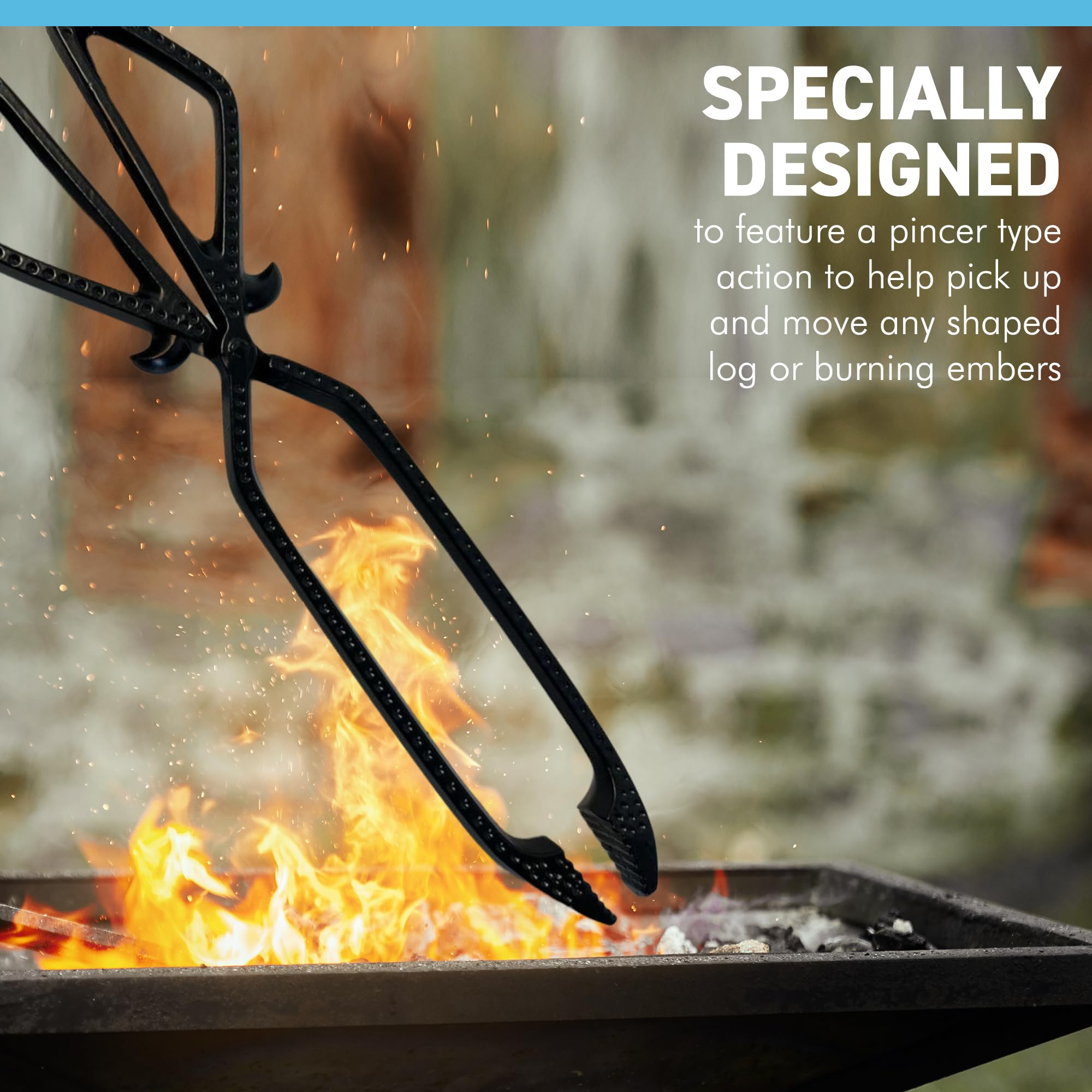 Wood Chiminea Metal Log Coal Tongs | Fireside | Fireplace | Chimenea ...