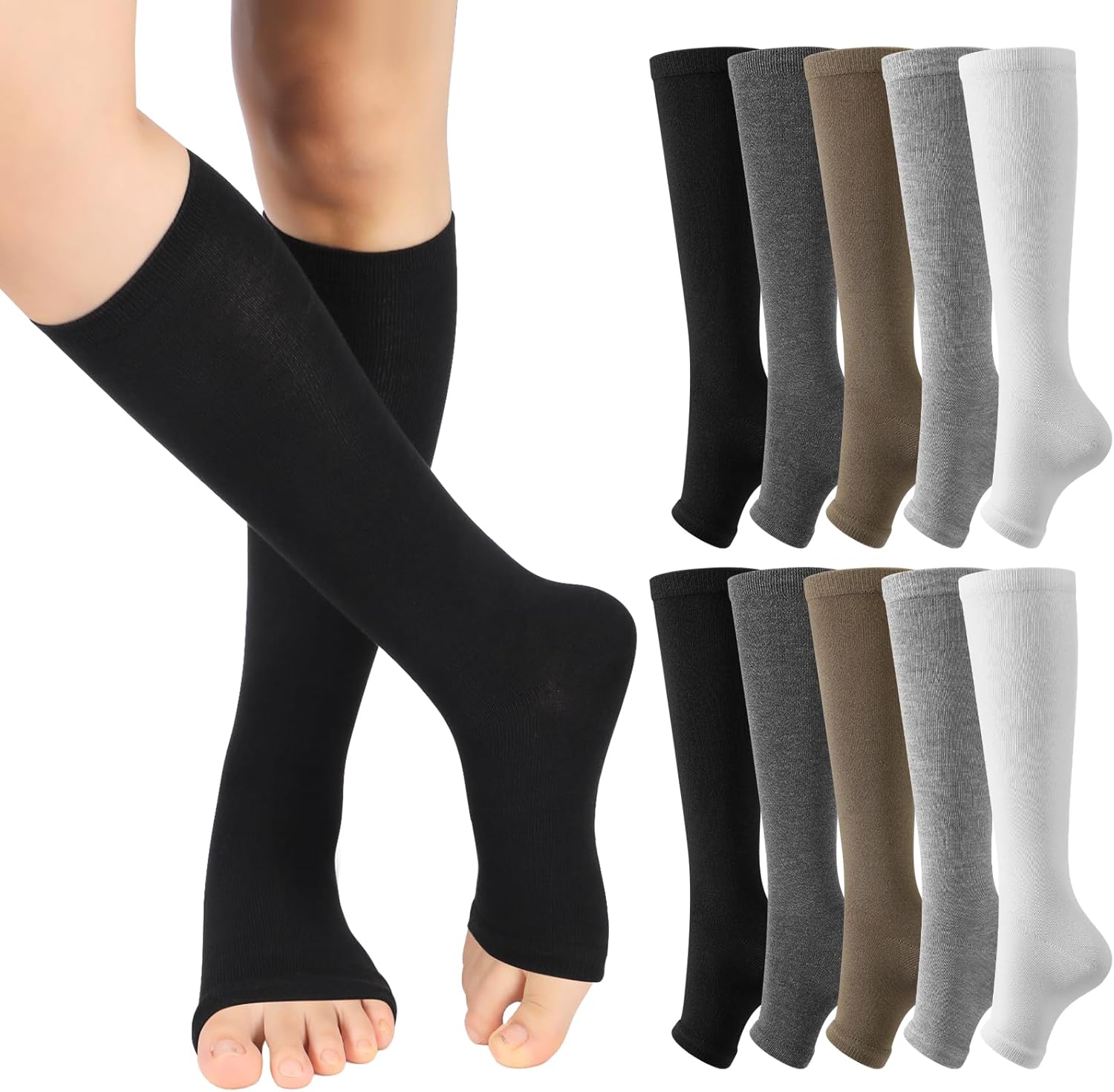 Amazon.com: Jeere 5 Pairs Cotton Toeless Socks Winter Warm Tall Boot ...