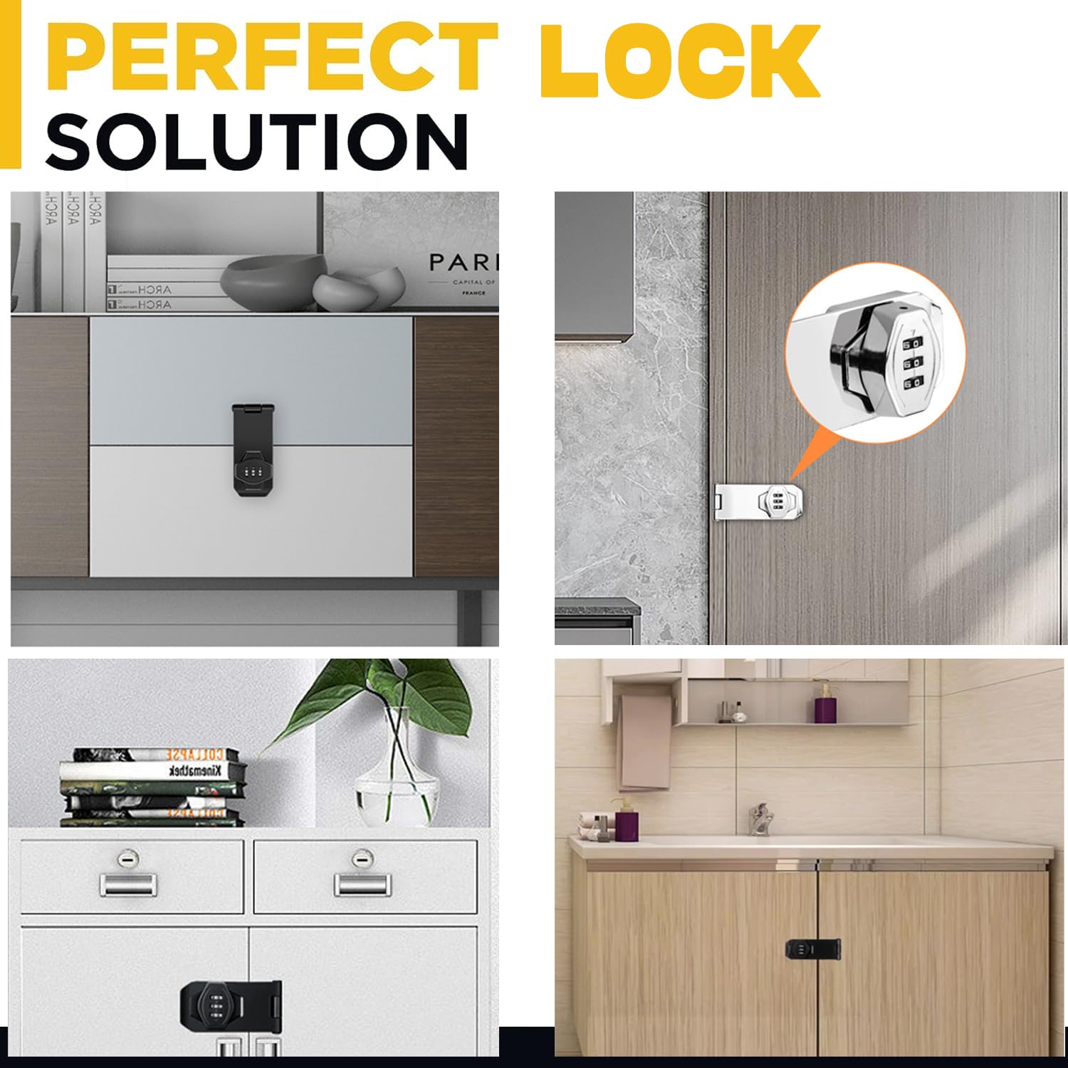 Snapklik.com : Password Rotary Hasp Locks, 2 Pack Door Security Slide ...