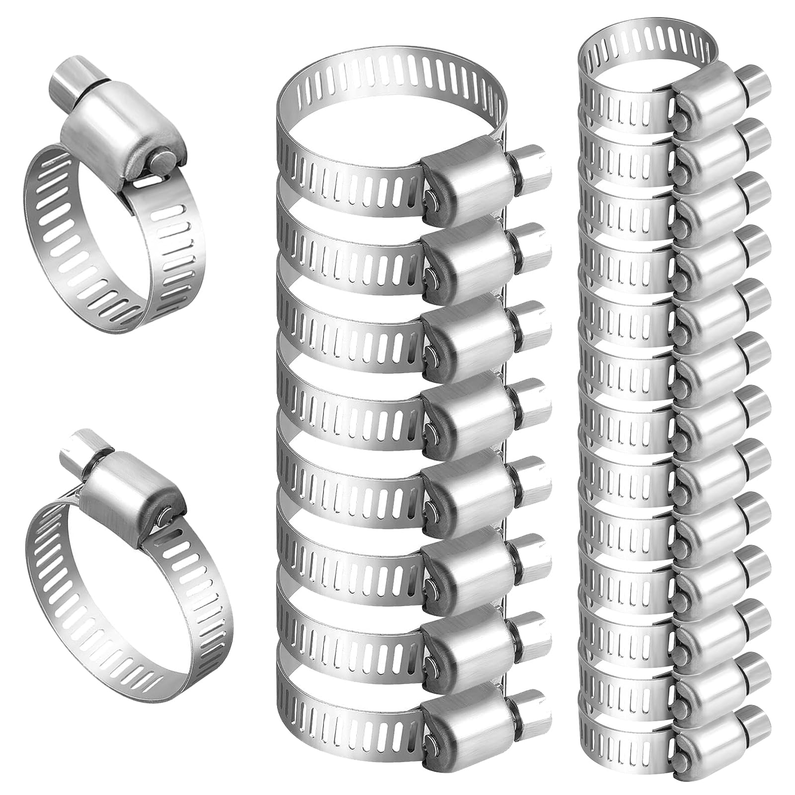 YSDMY 25Pcs Hose Clips 10-25mm Jubilee Hose Clamp Adjustable Hose ...