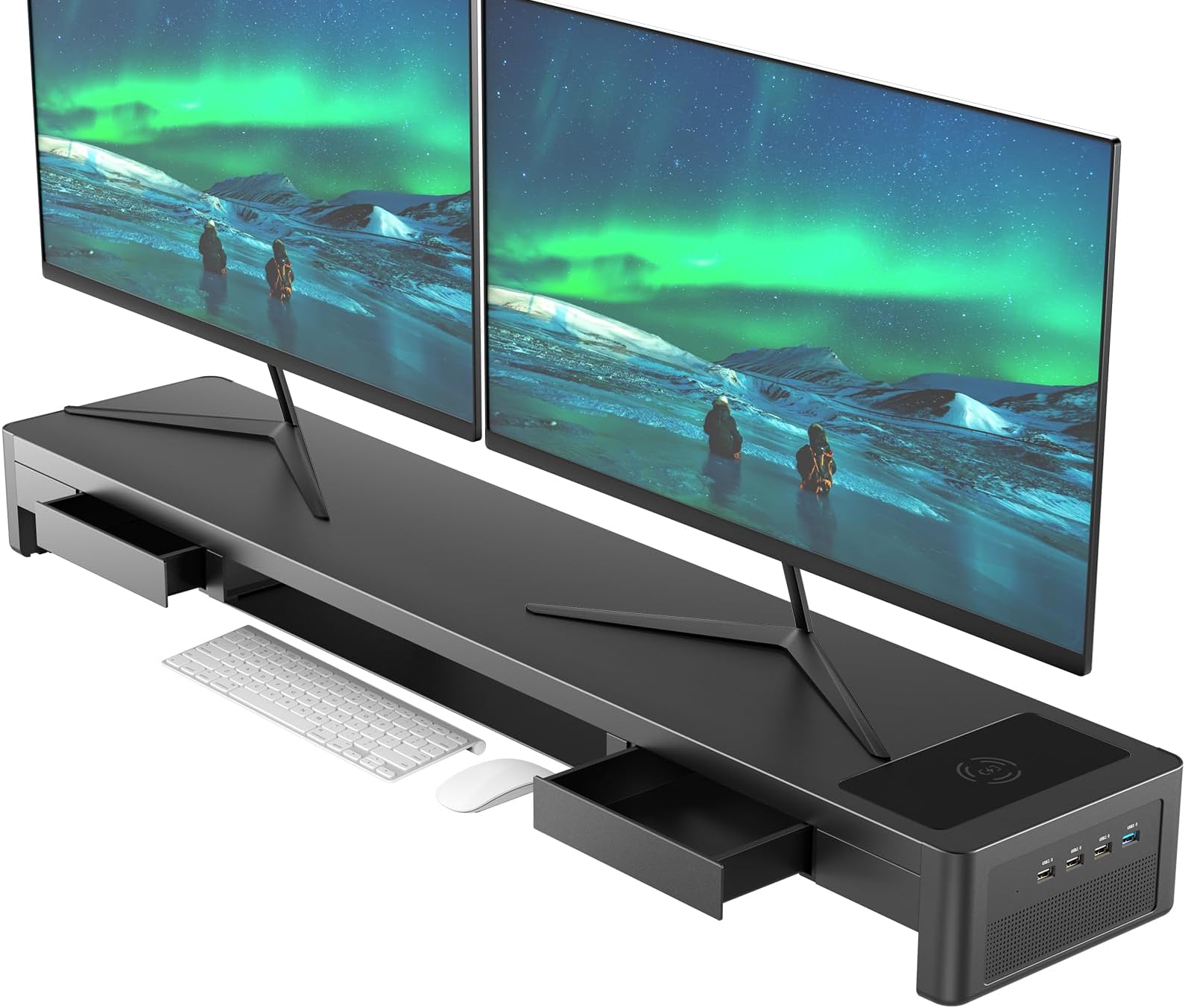 Amazon.com: Vaydeer Dual Monitor Stand, Double Monitor Riser with ...
