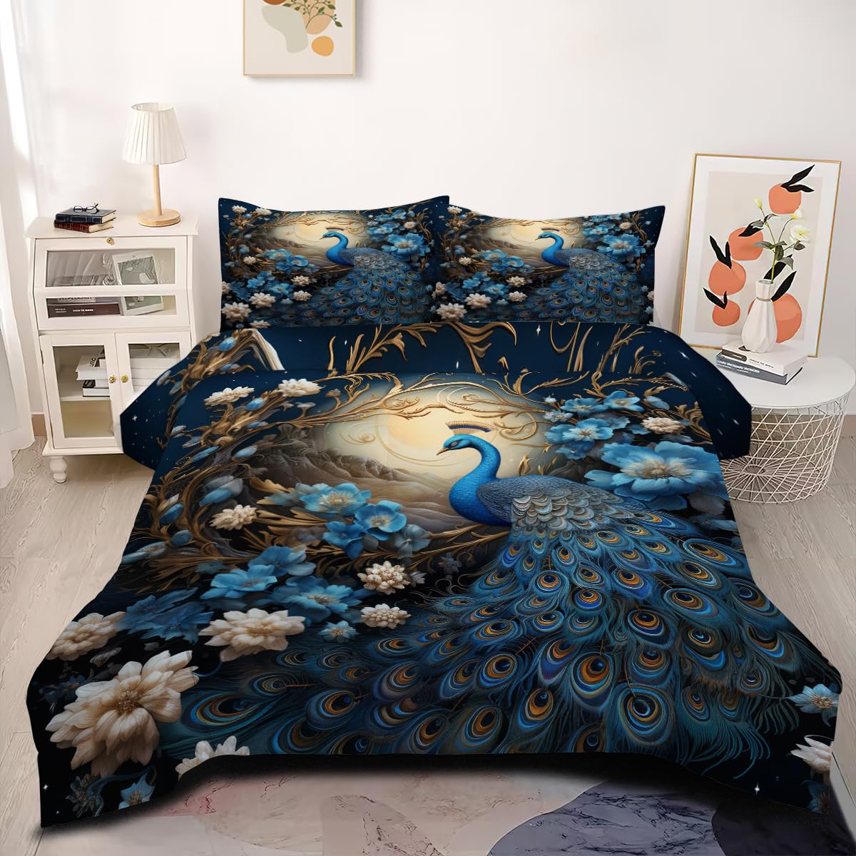 Amazon.com: CCoutueChen Peacock Bedding,Queen Size Comforter Set for ...