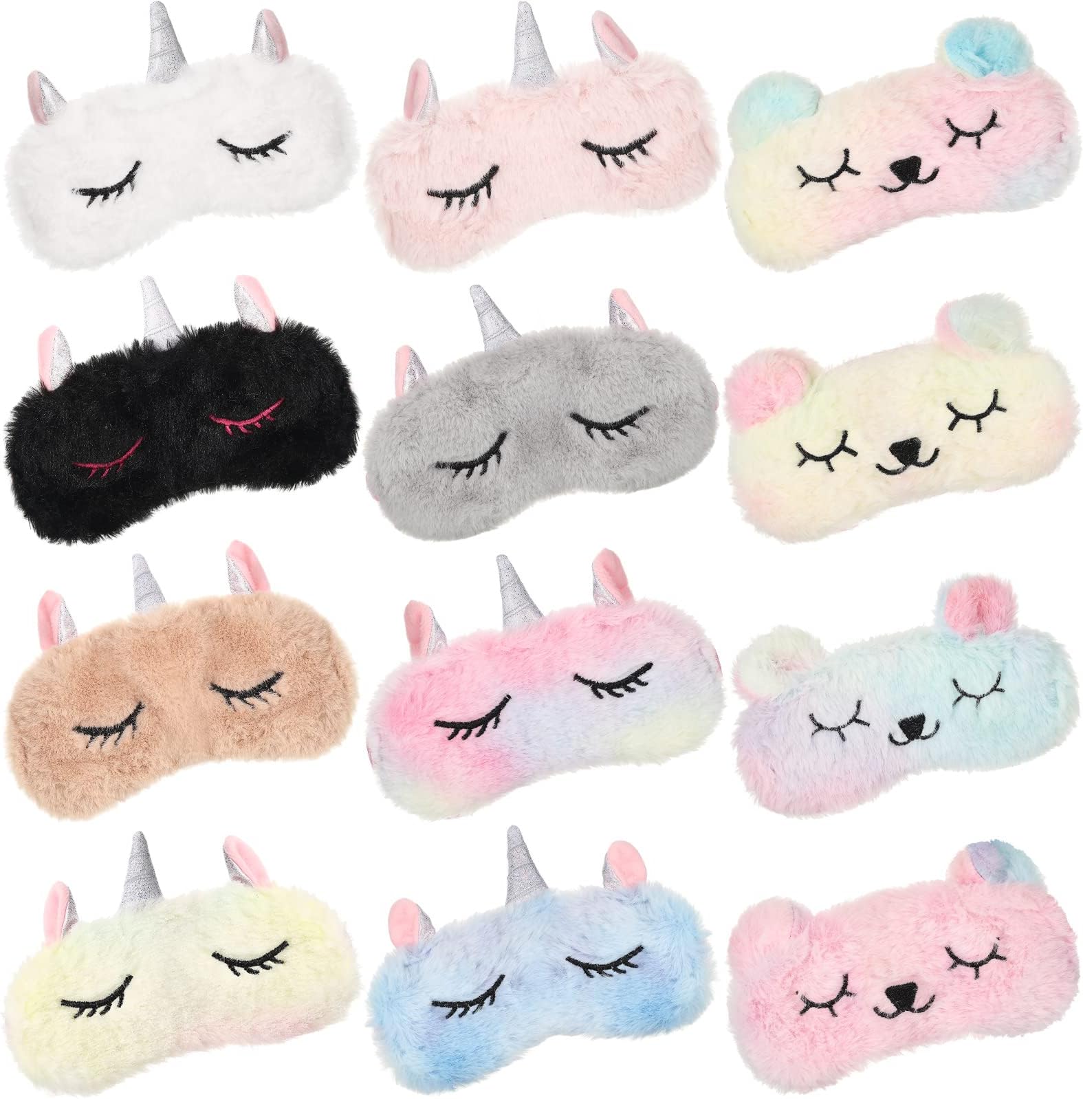 Amazon.com: Newcotte 12 Pcs Unicorn Sleep Mask Rainbow Unicorn Plush ...