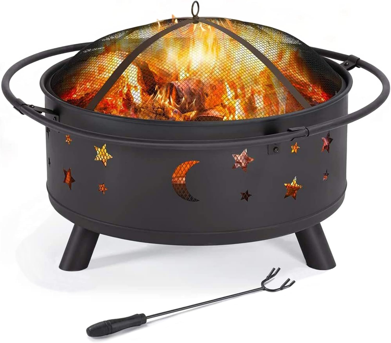 Amazon.com: Fire Pit Set, 30 Inch Heavy-Duty Wood-Burning Fire Pit with ...